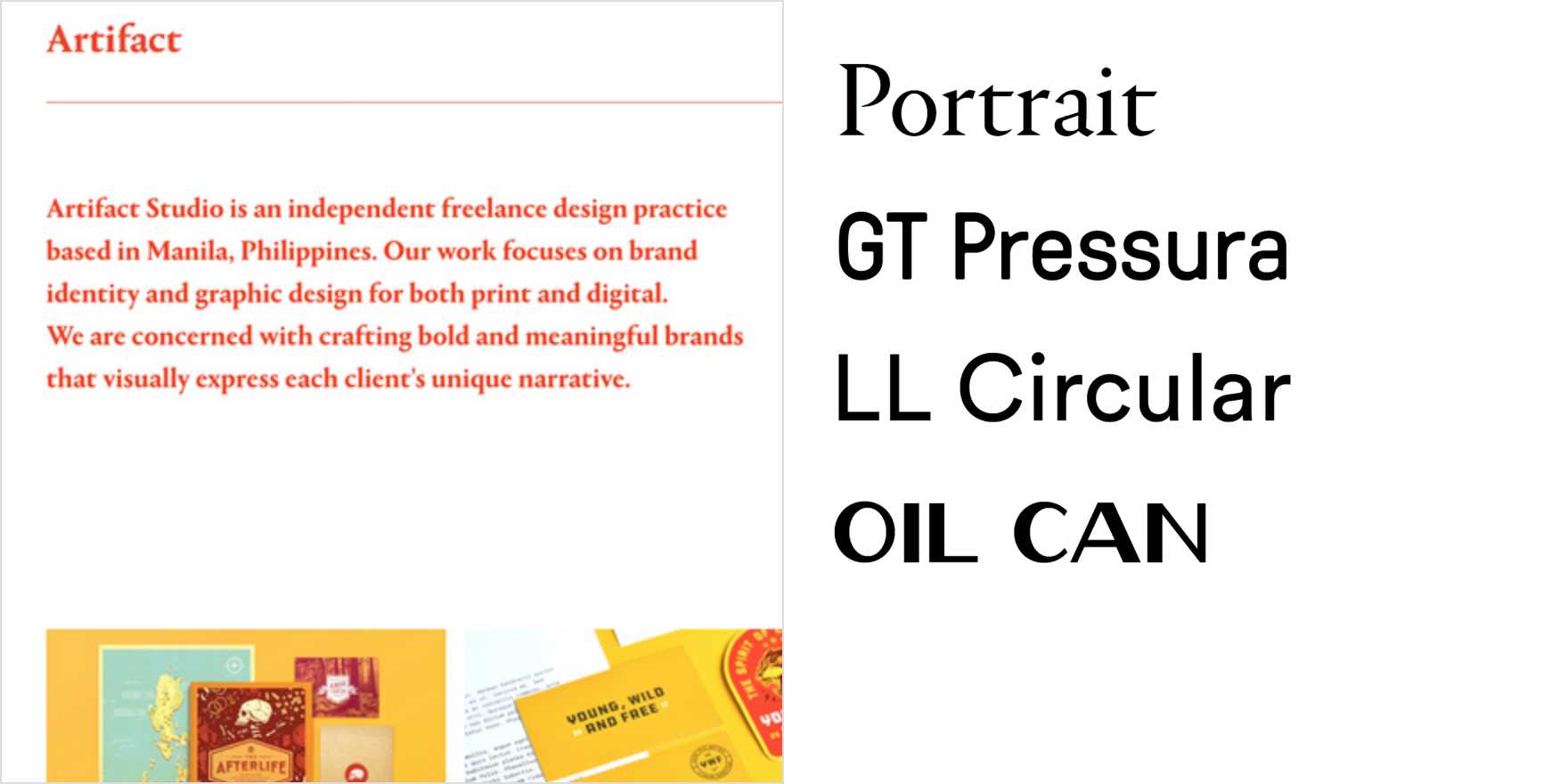 Artifact Studio - Fonts In Use