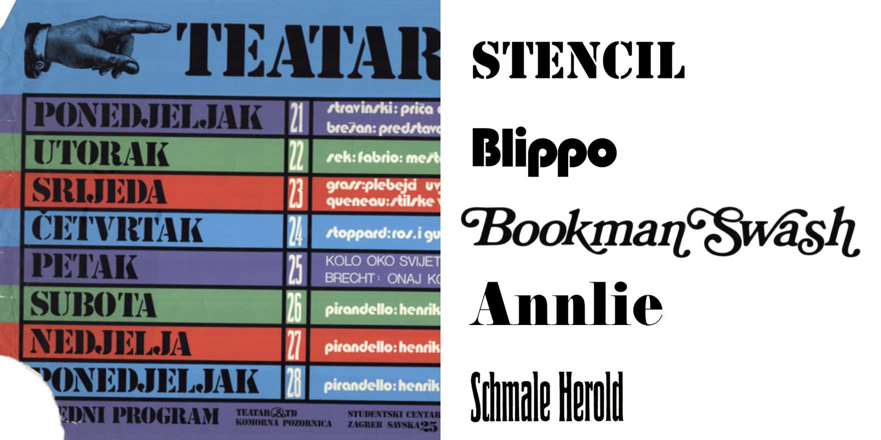 Teatar &TD logo and posters (1970–1973) - Fonts In Use