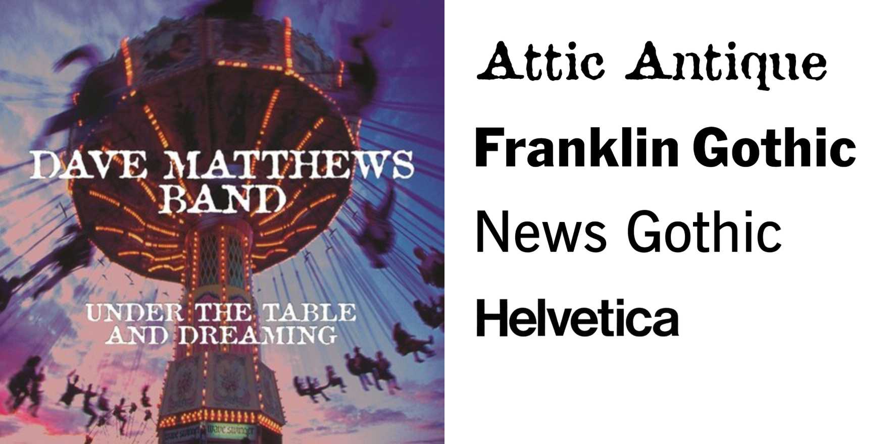 Dave Matthews Band – Under the Table and Dreaming album art - Fonts In Use