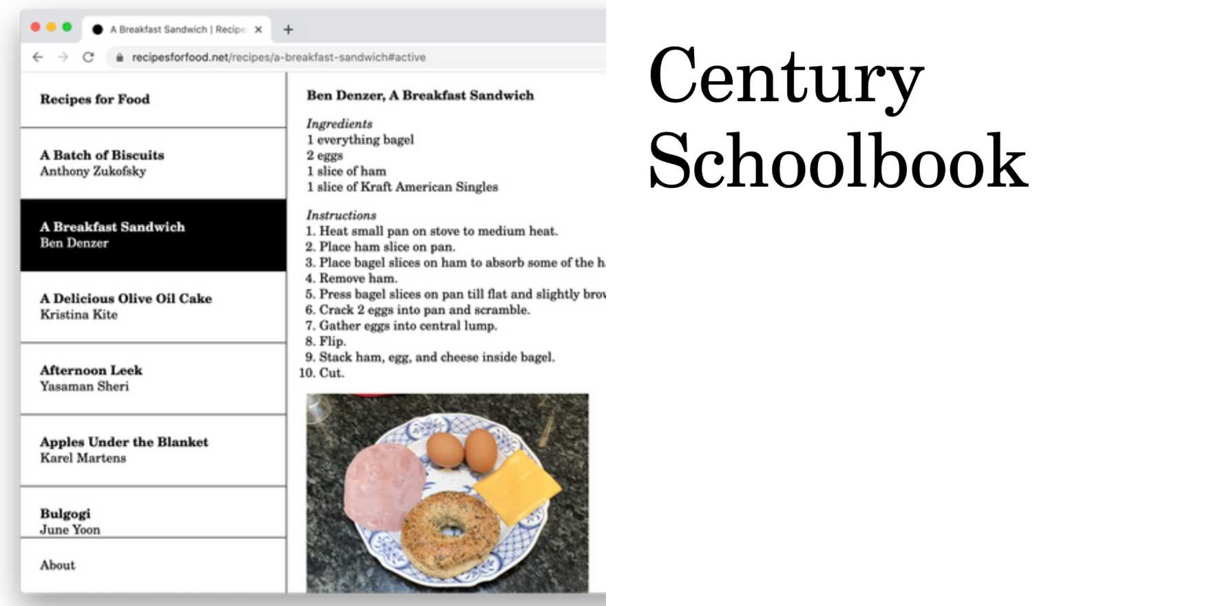 Recipes for Food - Fonts In Use