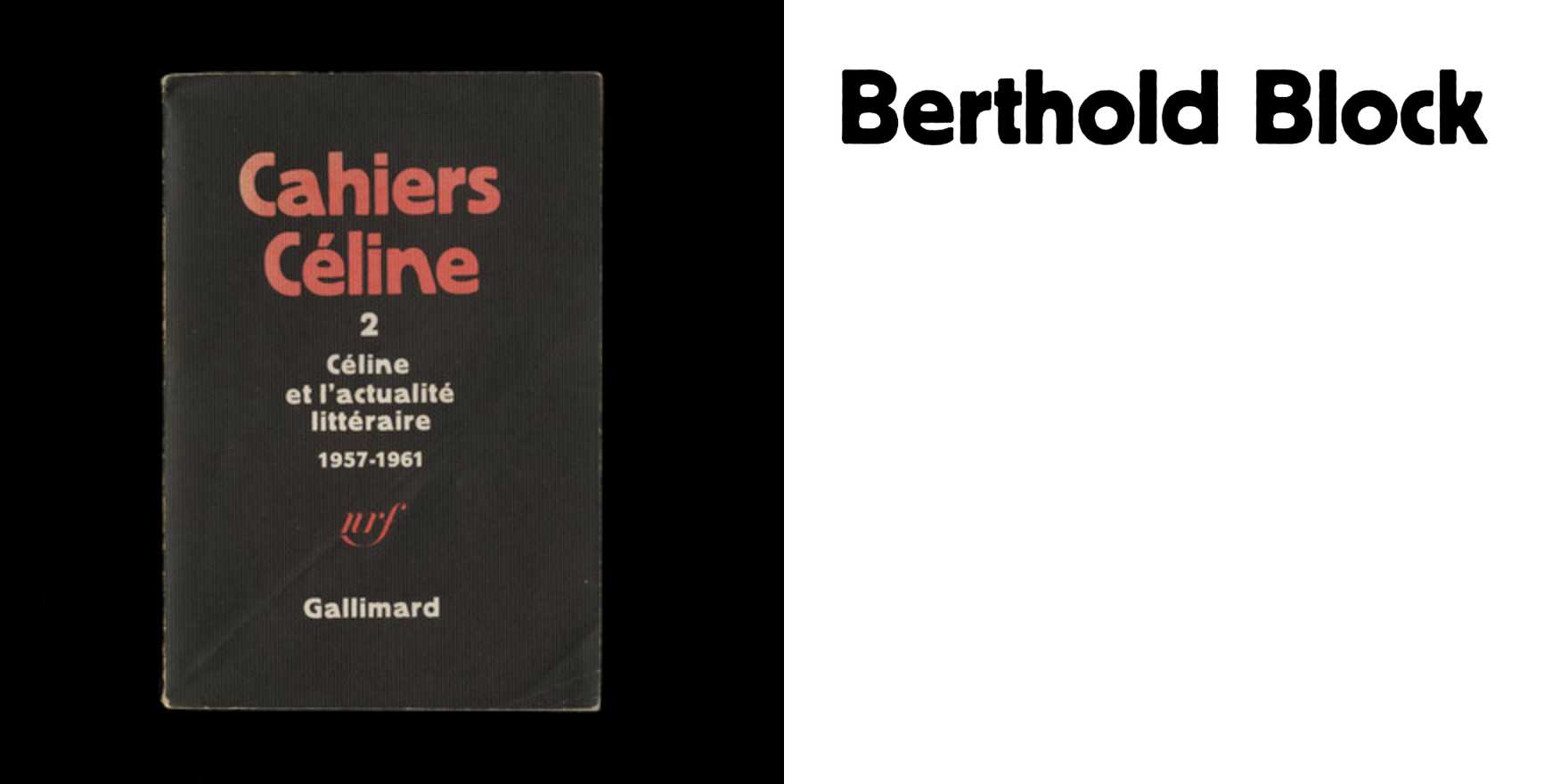Cahiers Céline, Gallimard (1976–1988) - Fonts In Use