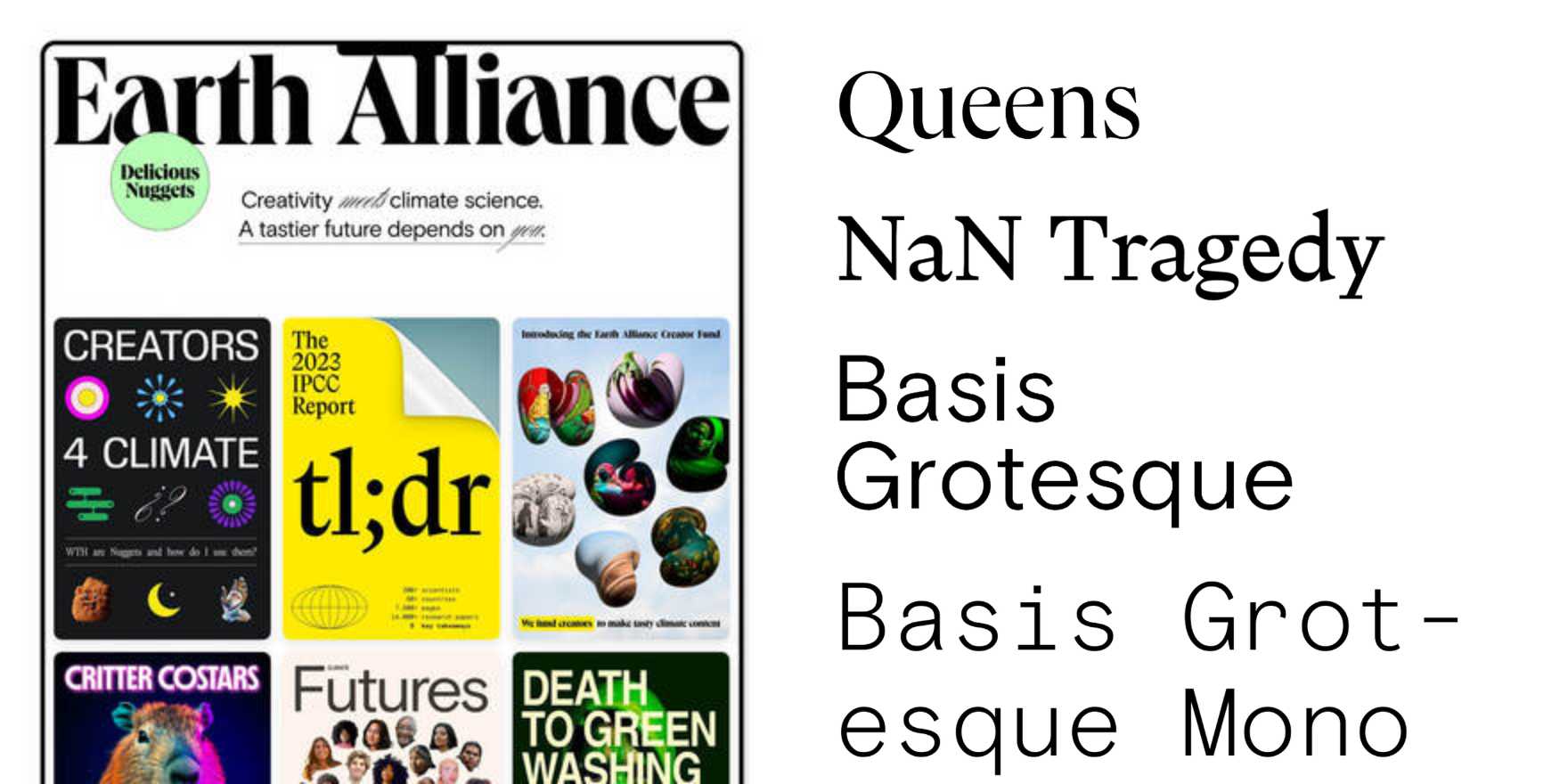 Earth Alliance’s Delicious Nuggets - Fonts In Use