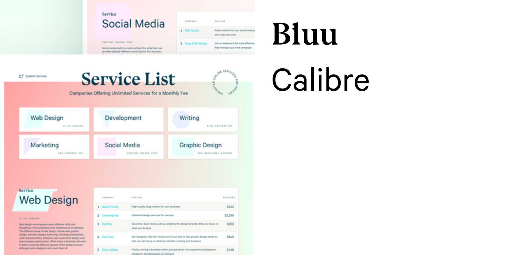 Service List - Fonts In Use