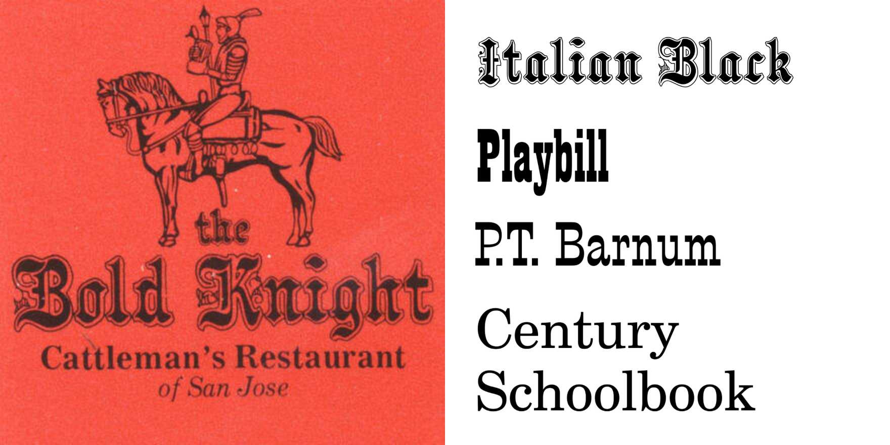 The Bold Knight, Cattleman’s Restaurant of San Jose matchbooks - Fonts ...