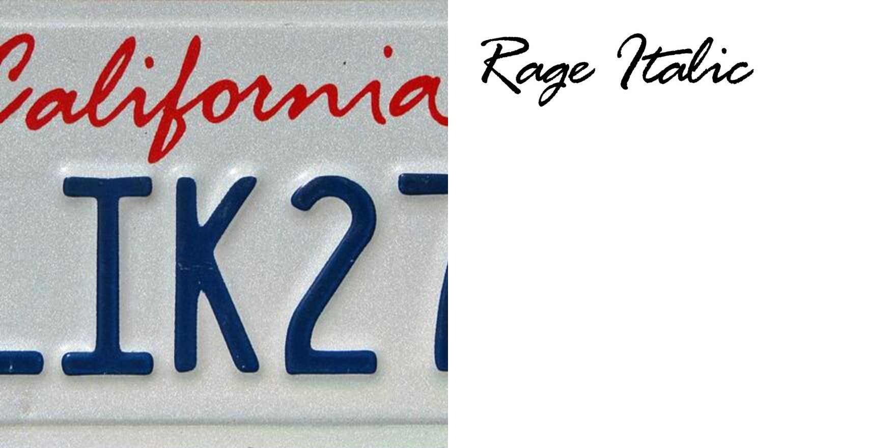 California license plate (script, 1993–) - Fonts In Use