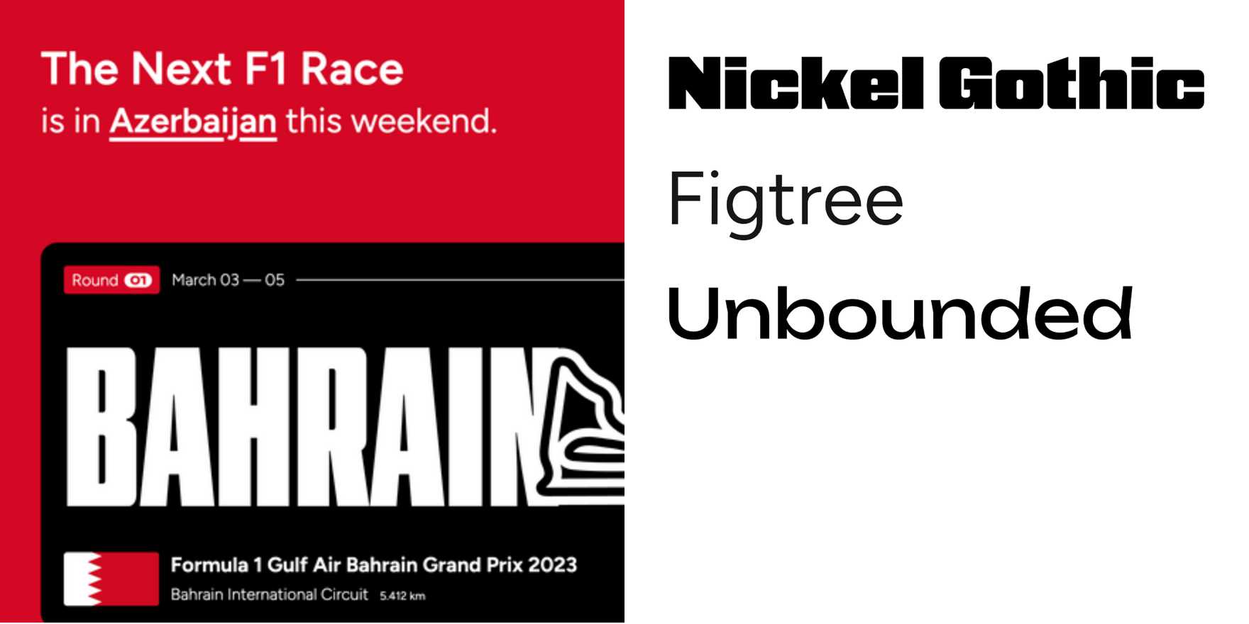 The Next F1 Race - Fonts In Use