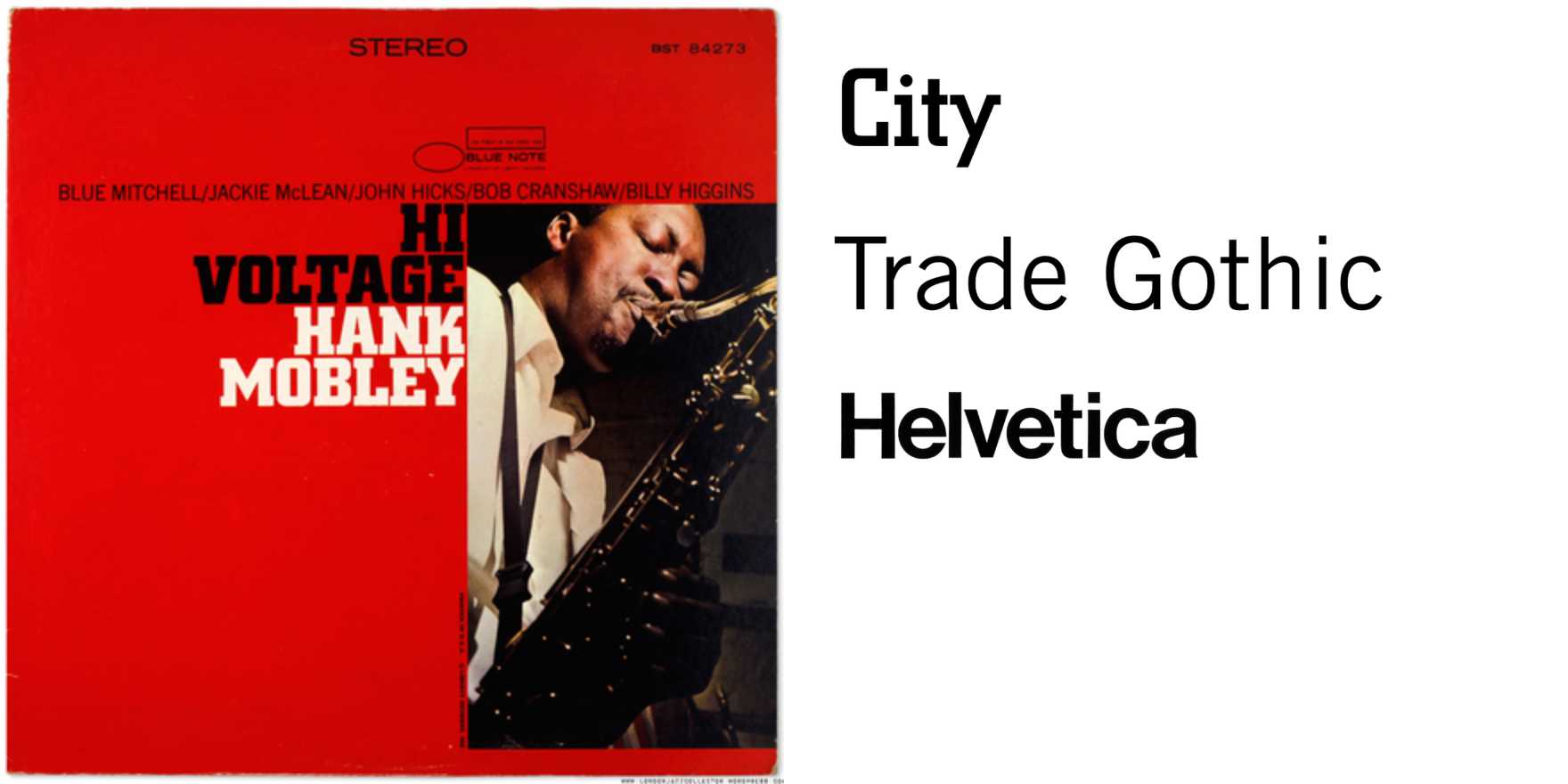 Hank Mobley – Hi Voltage album art - Fonts In Use