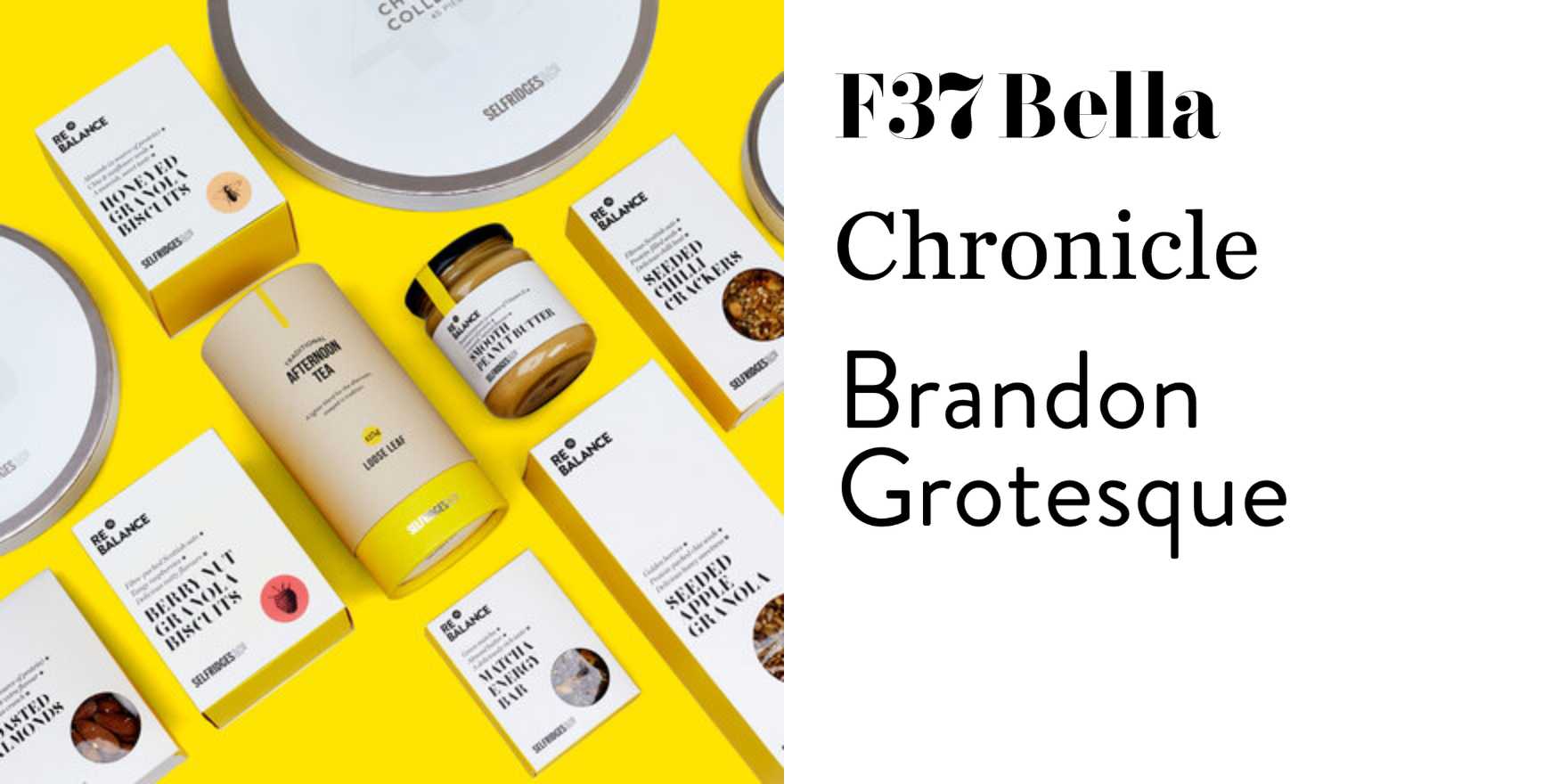 Selfridges Rebalance packaging design - Fonts In Use