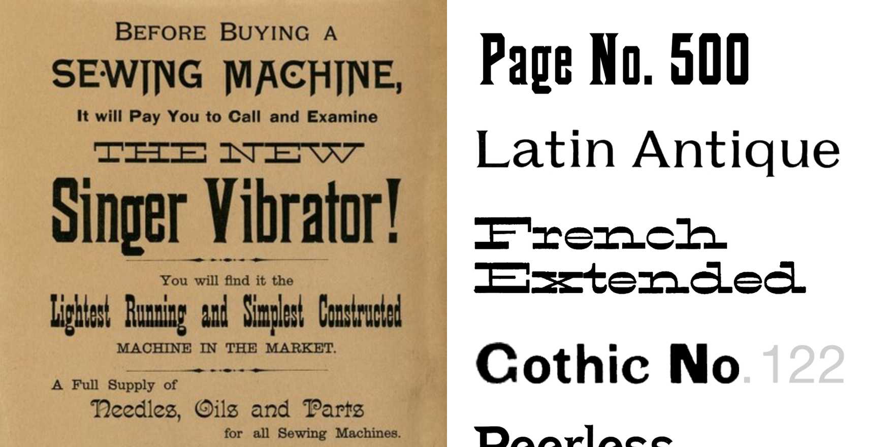 “The New Singer Vibrator!” handbill - Fonts In Use