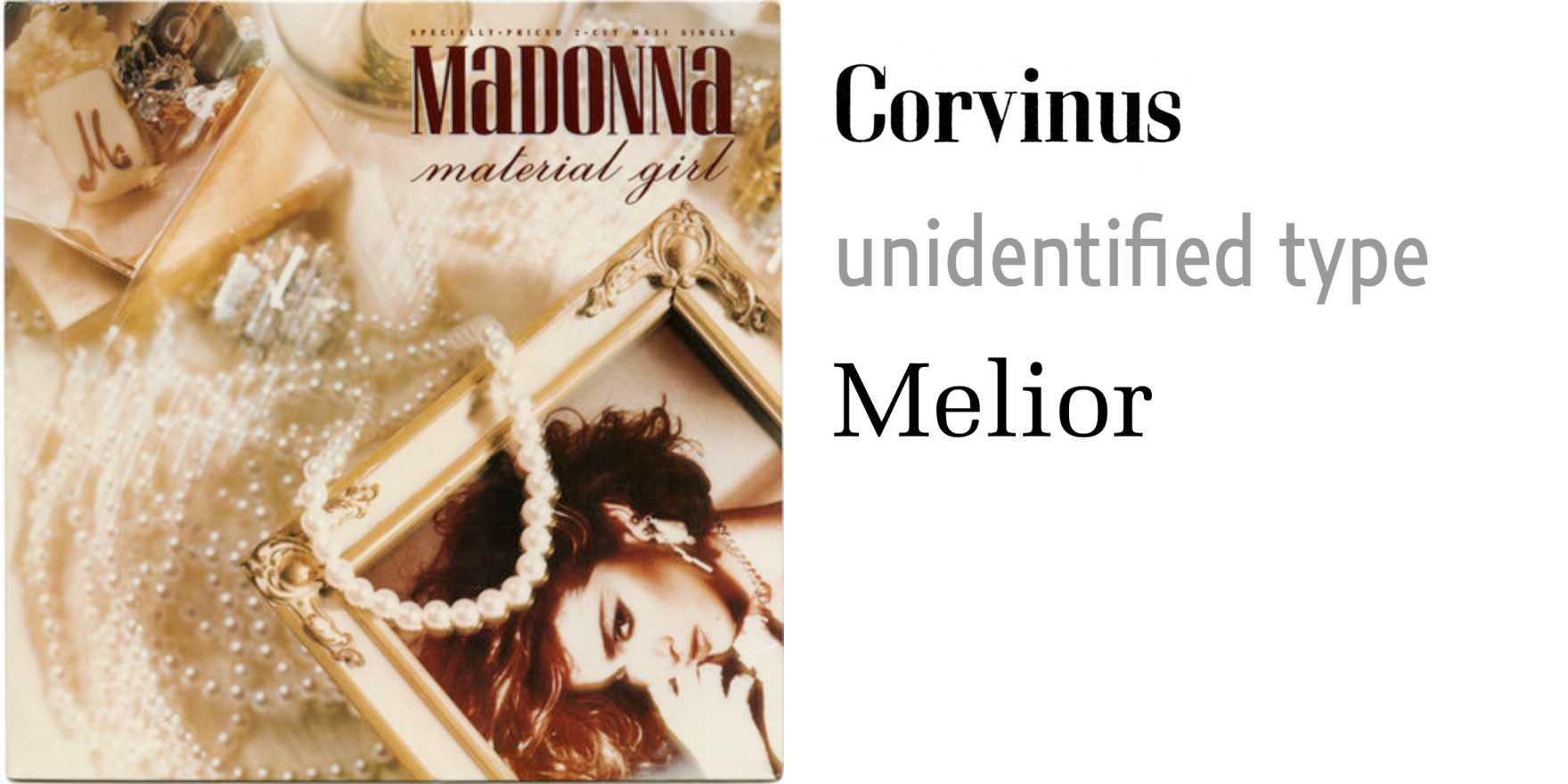 Madonna – “Material Girl” maxi single cover - Fonts In Use