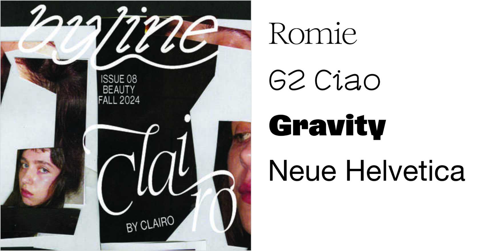 Byline, Issue 08, “Beauty” - Fonts In Use