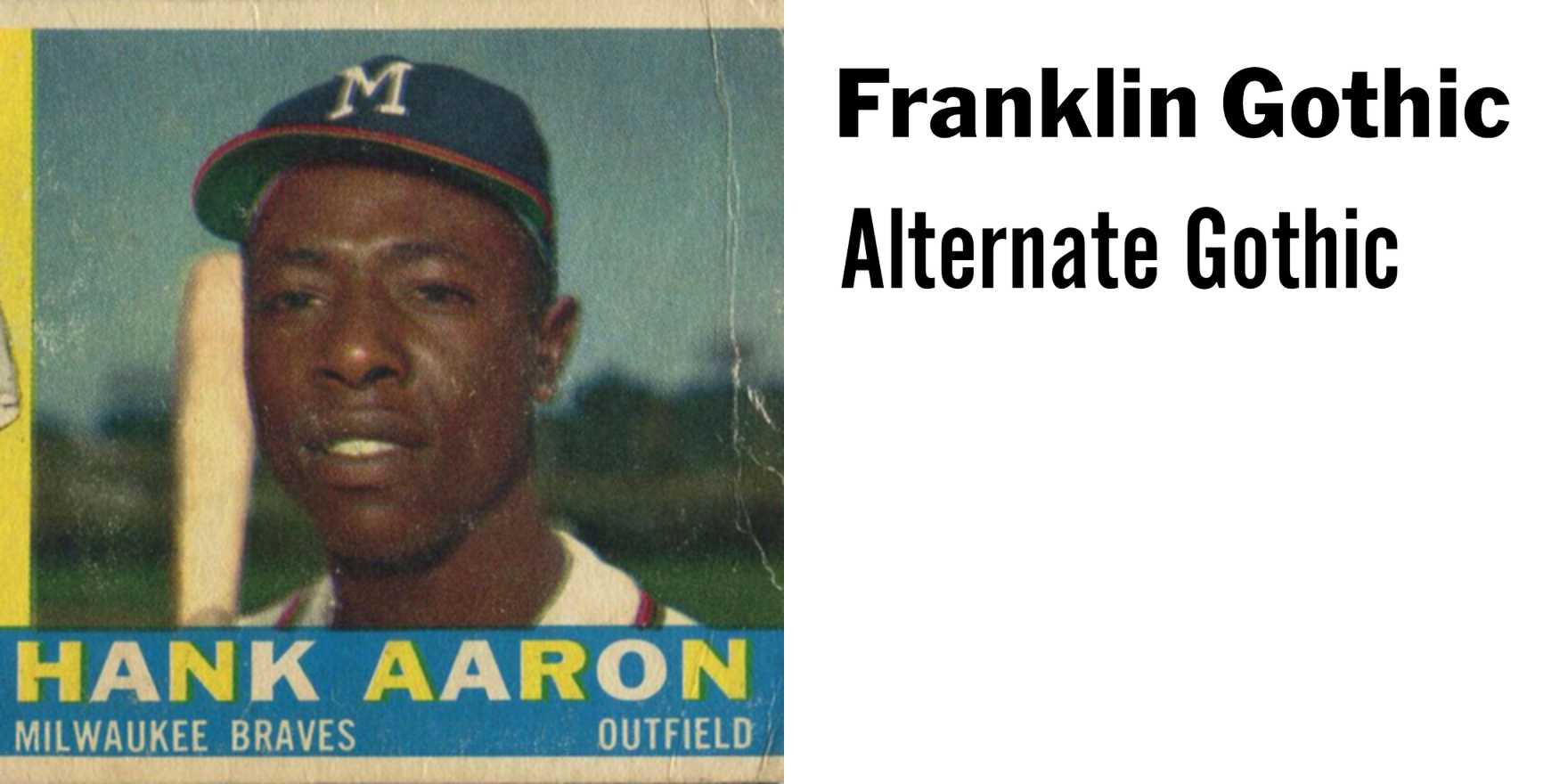 Topps baseball hobby cards (1960) - Fonts In Use