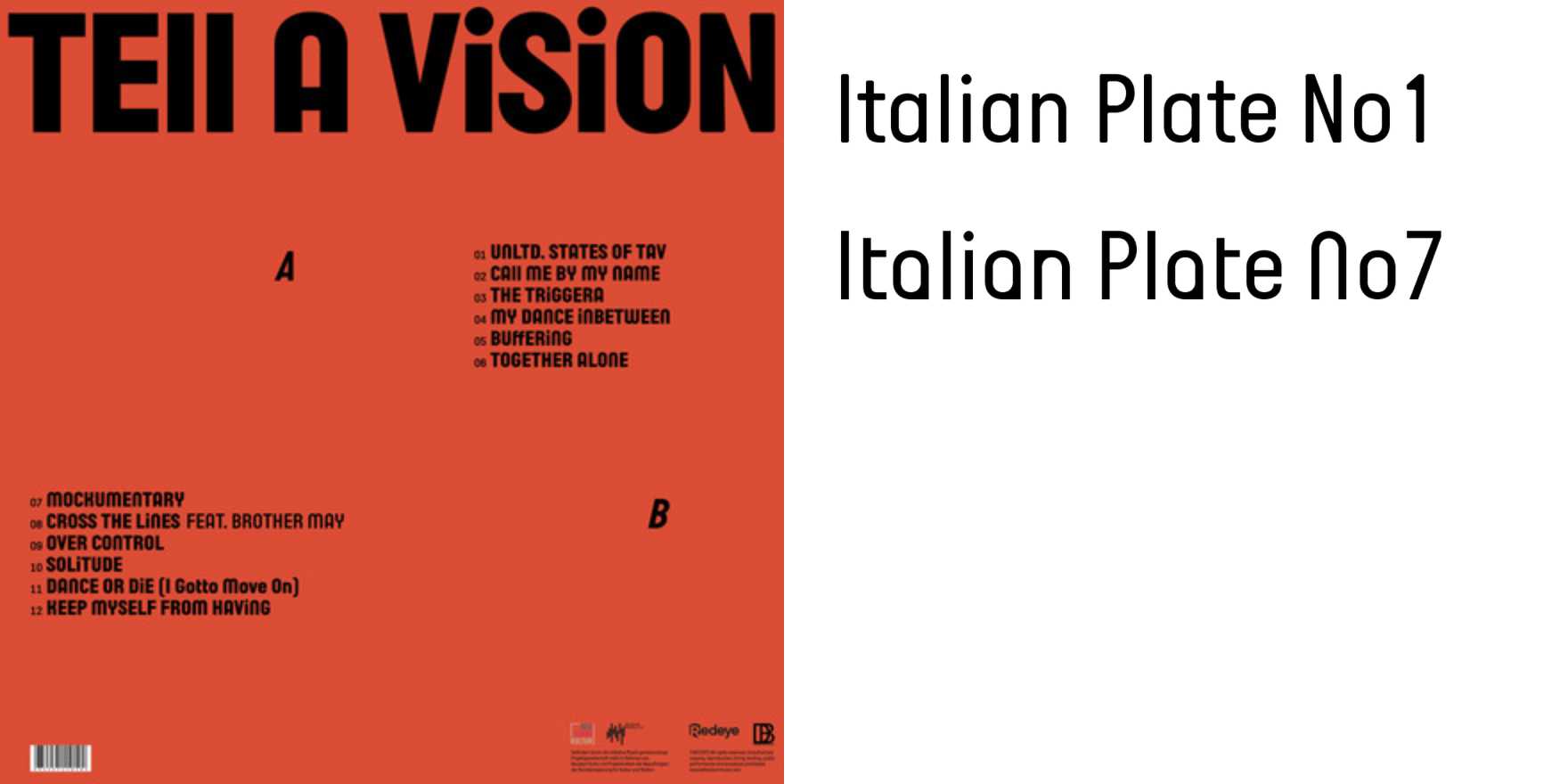 TEll A ViSiON – TEll A ViSiON album art - Fonts In Use