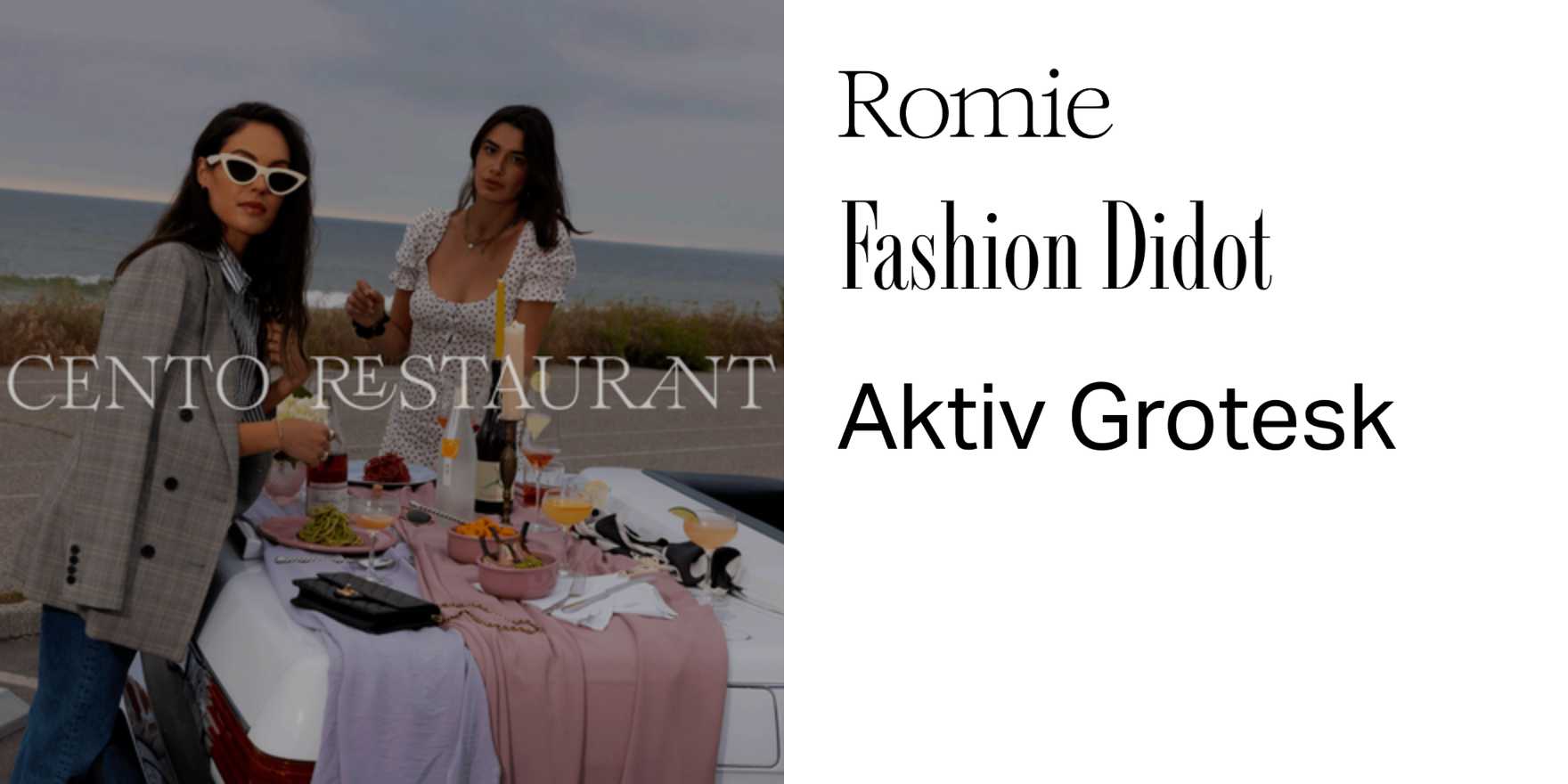 Cento Restaurant - Fonts In Use