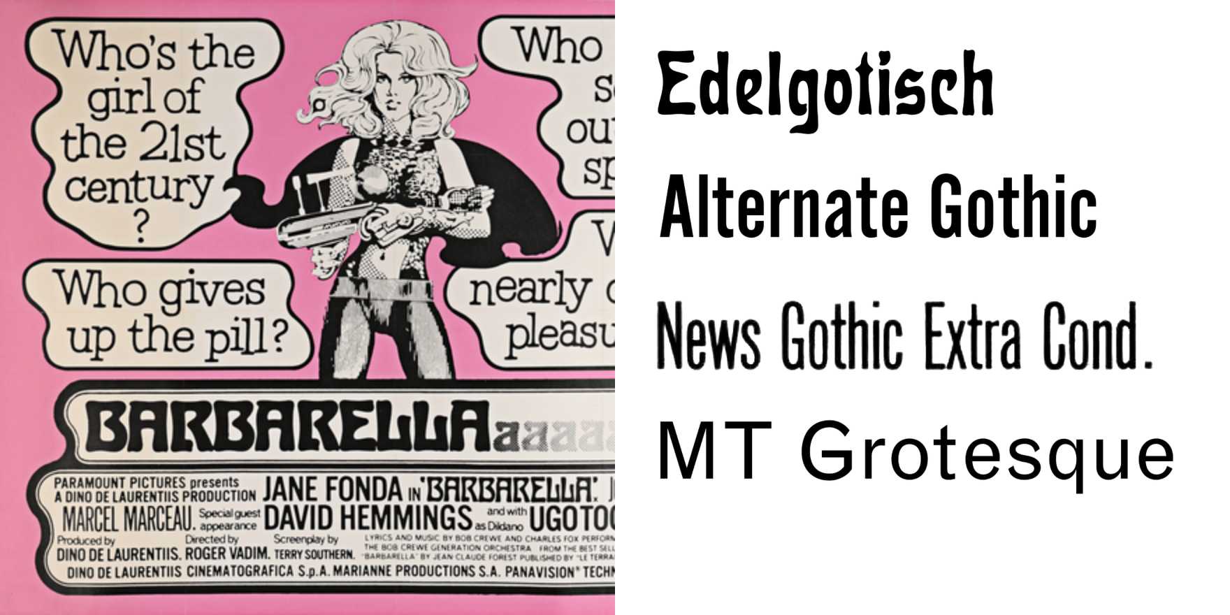 Barbarella UK quad movie poster - Fonts In Use