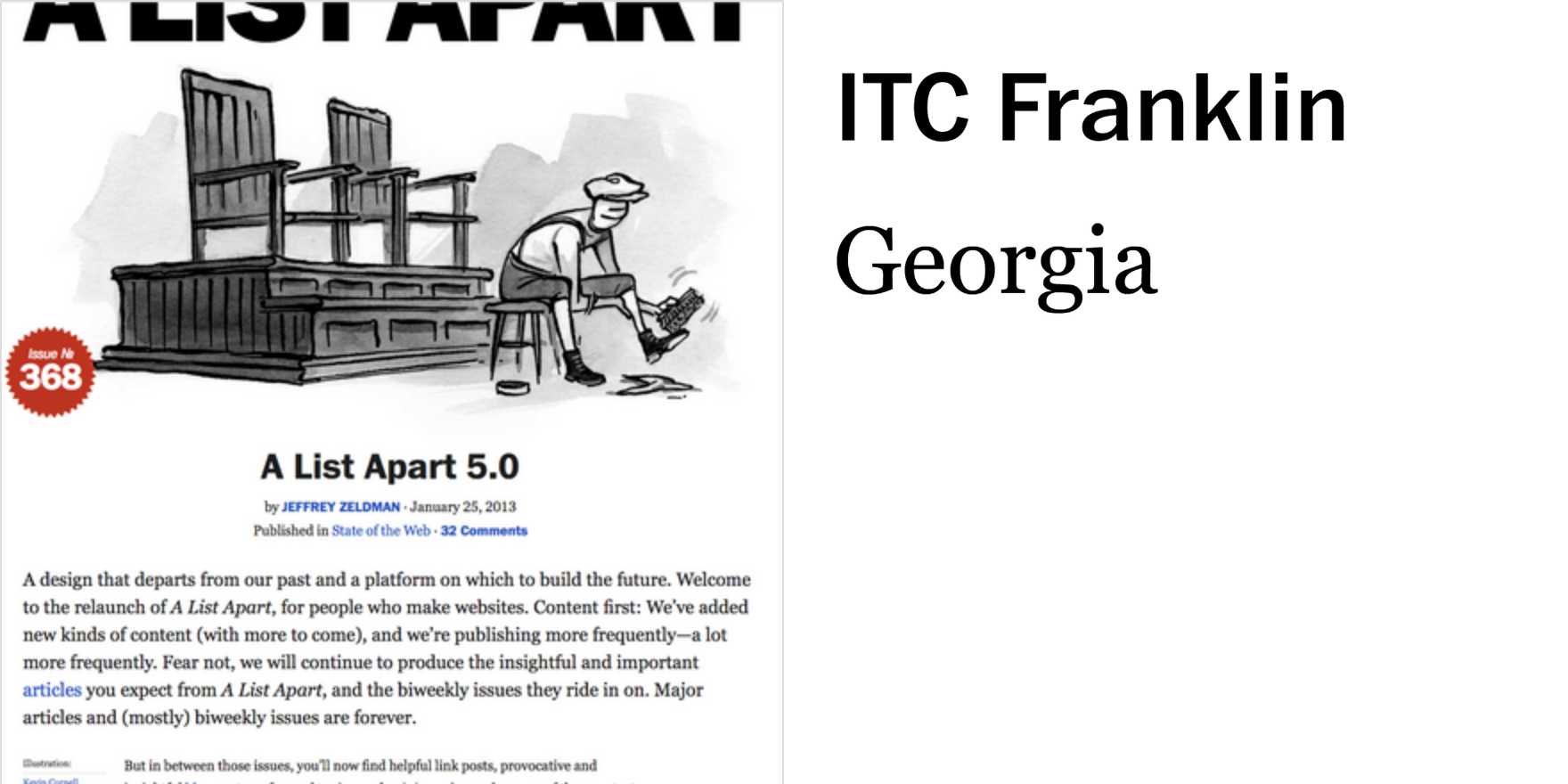 A List Apart 5.0 - Fonts In Use