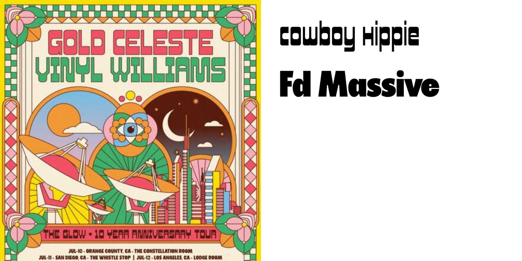 Gold Celeste & Vinyl Williams – The Glow 10th Anniversary tour poster ...