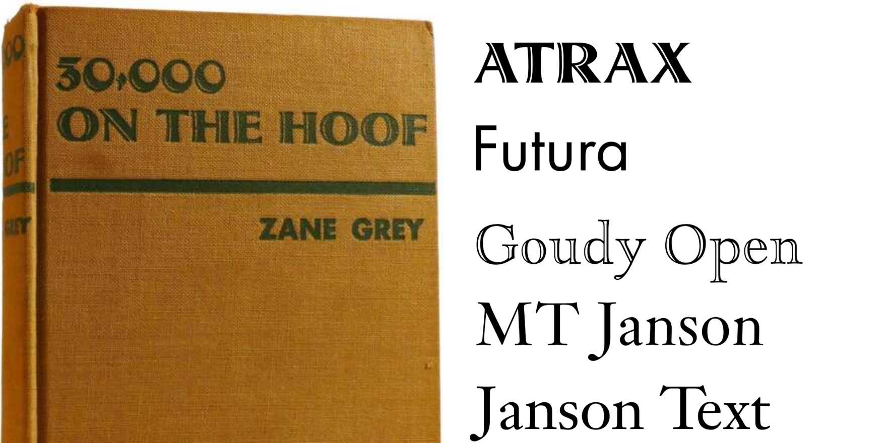 30,000 on the Hoof by Zane Grey - Fonts In Use