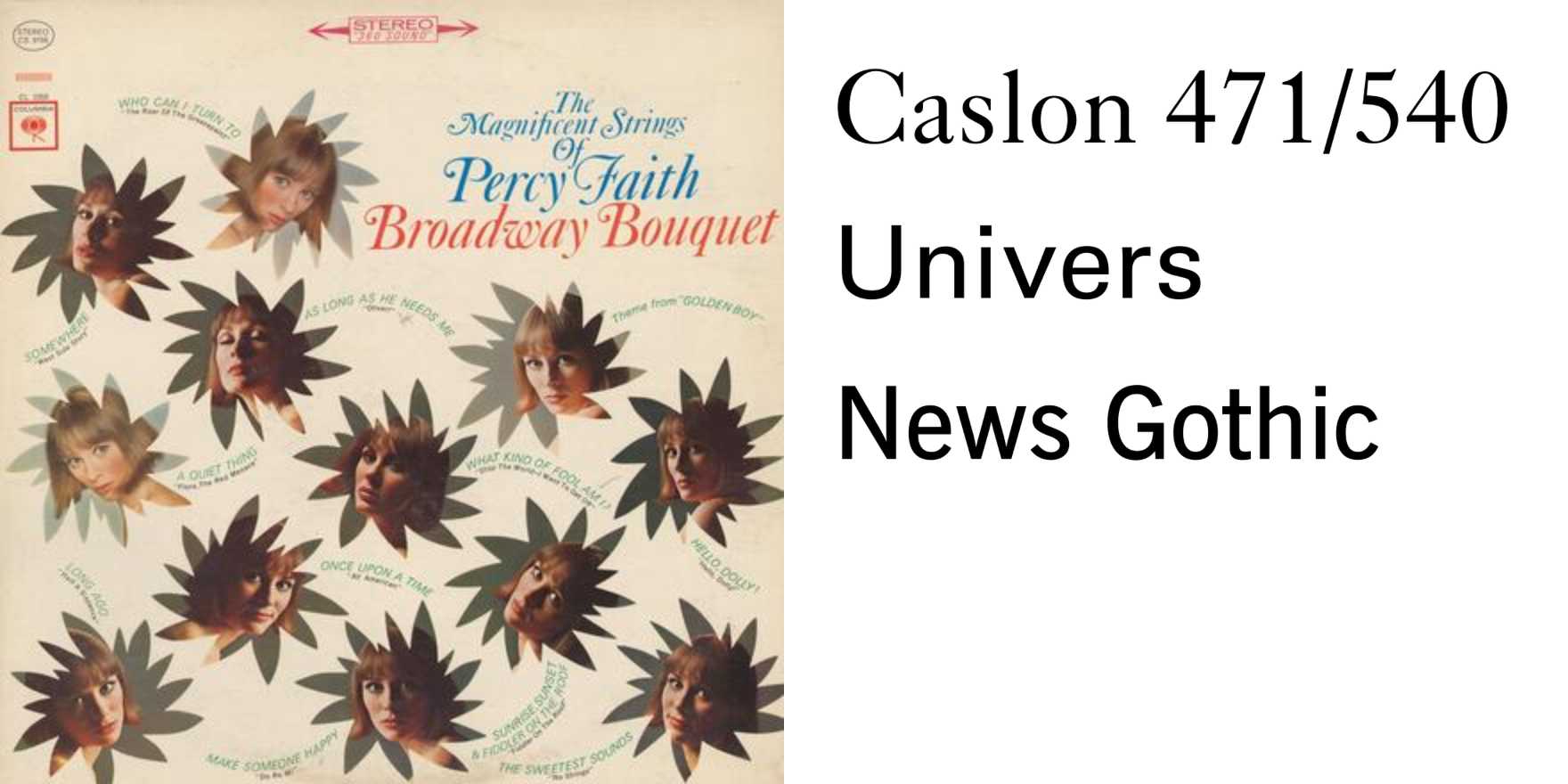 The Percy Faith Strings – Broadway Bouquet album art - Fonts In Use