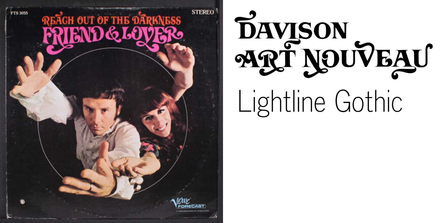 Friend & Lover – Reach Out of the Darkness album art - Fonts In Use