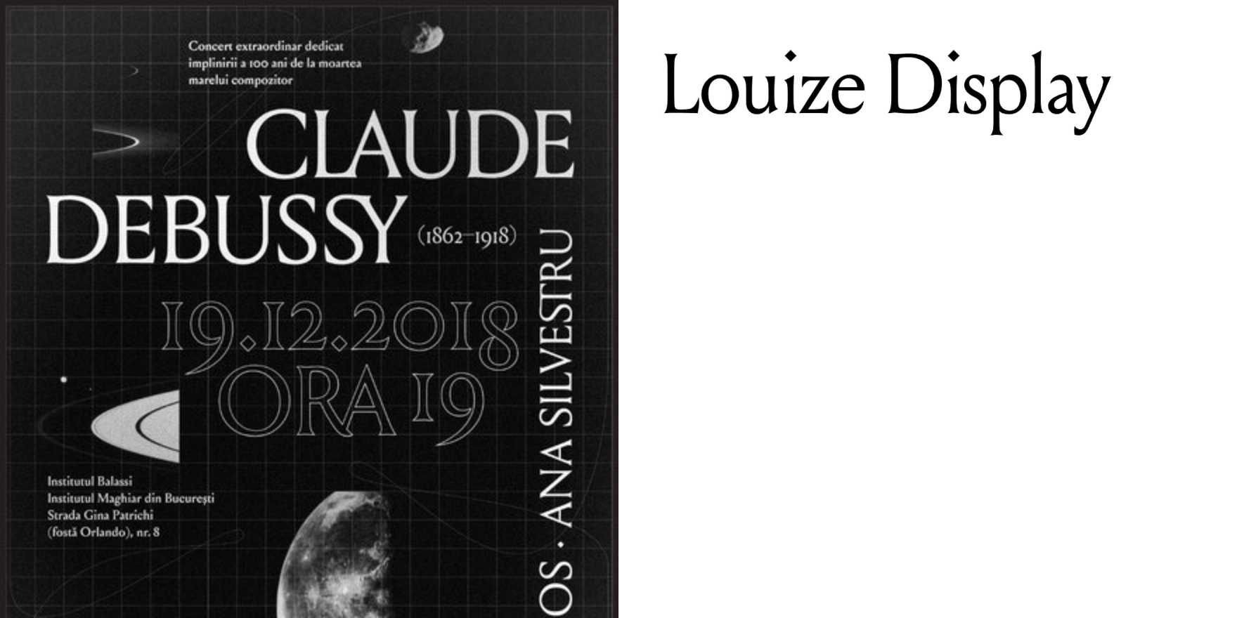 Claude Debussy at Institutul Maghiar din București - Fonts In Use