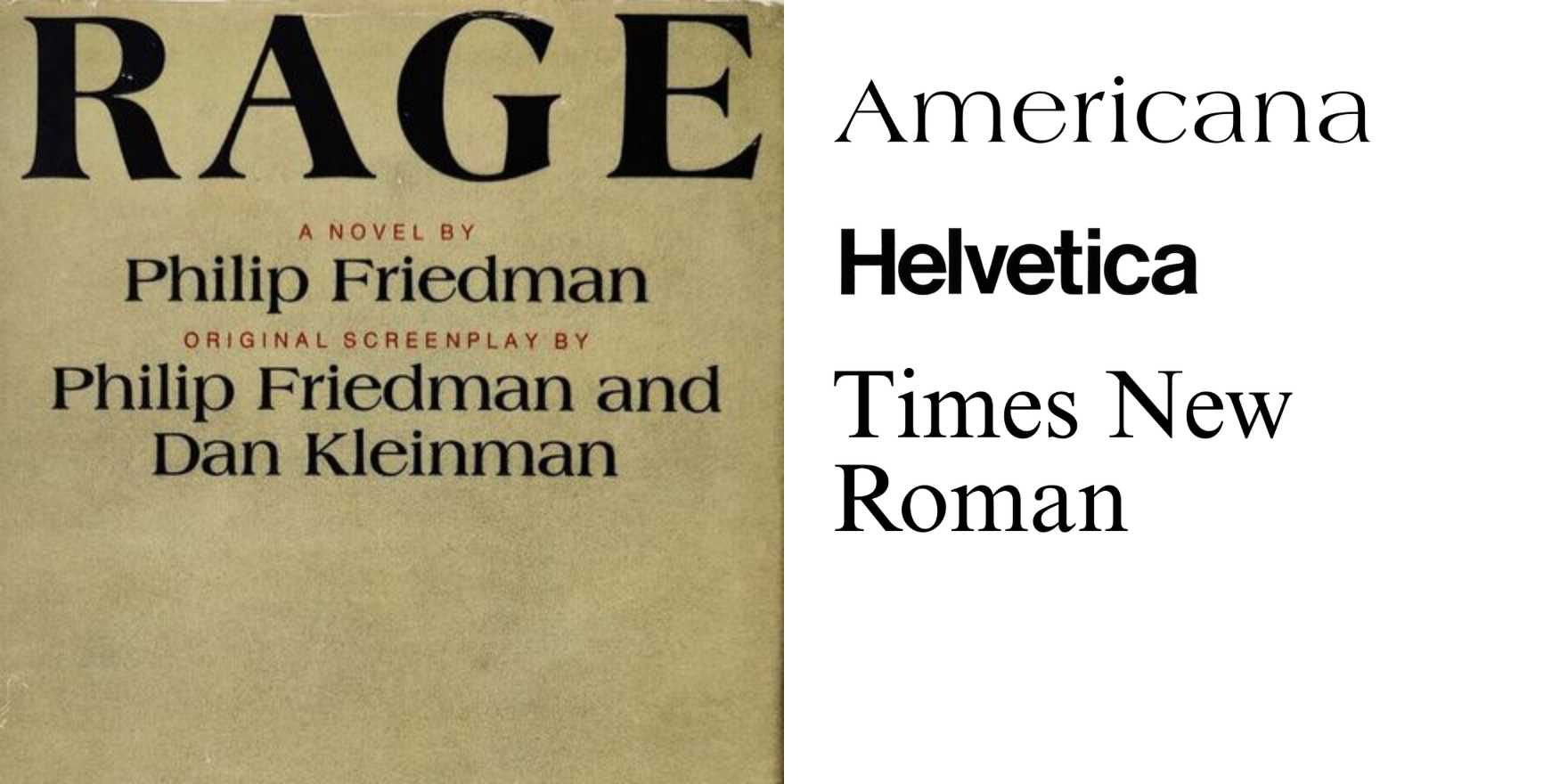 Rage by Philip Friedman (Atheneum Books) - Fonts In Use