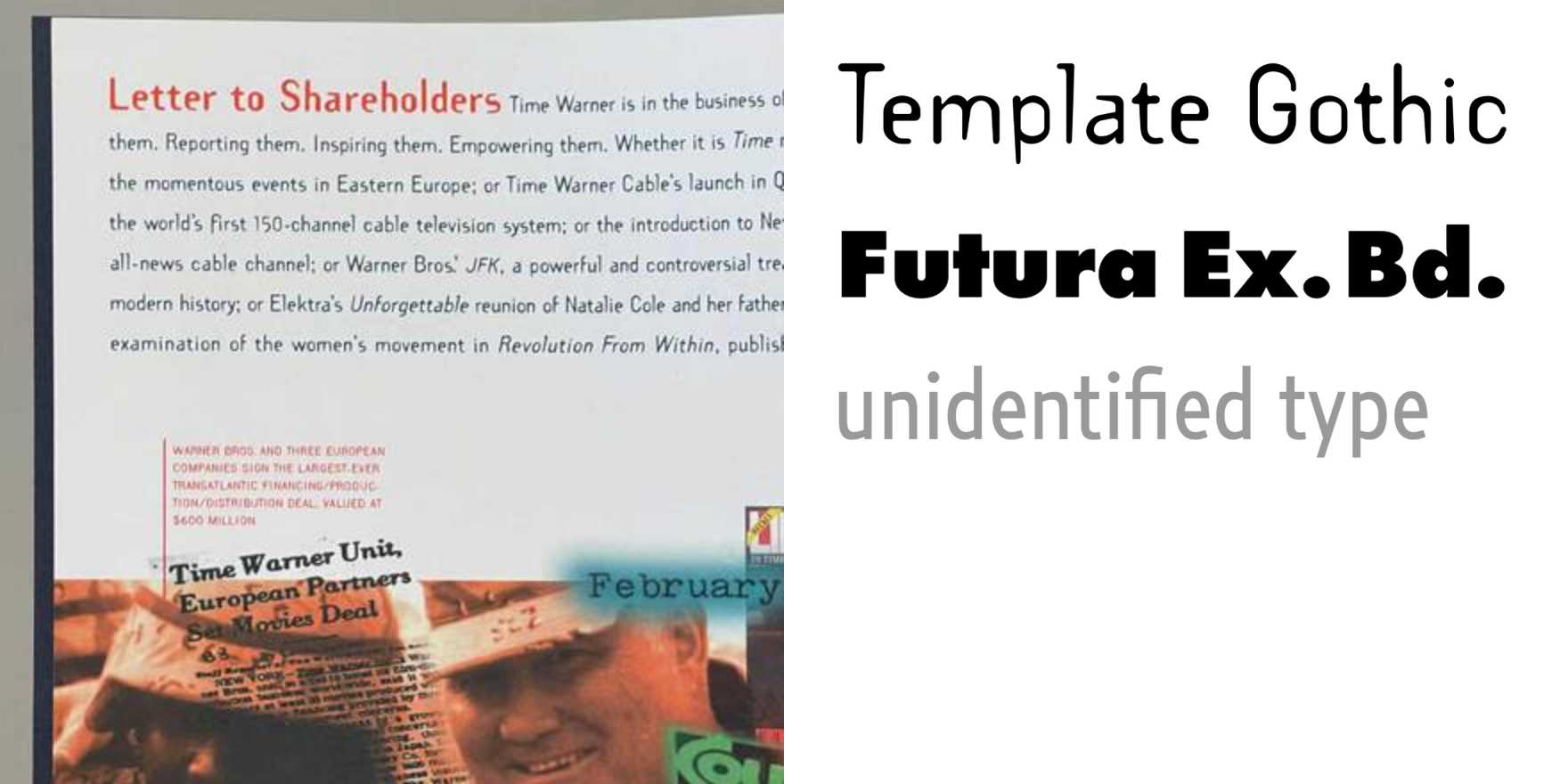 Time Warner 1991 Annual Report - Fonts In Use