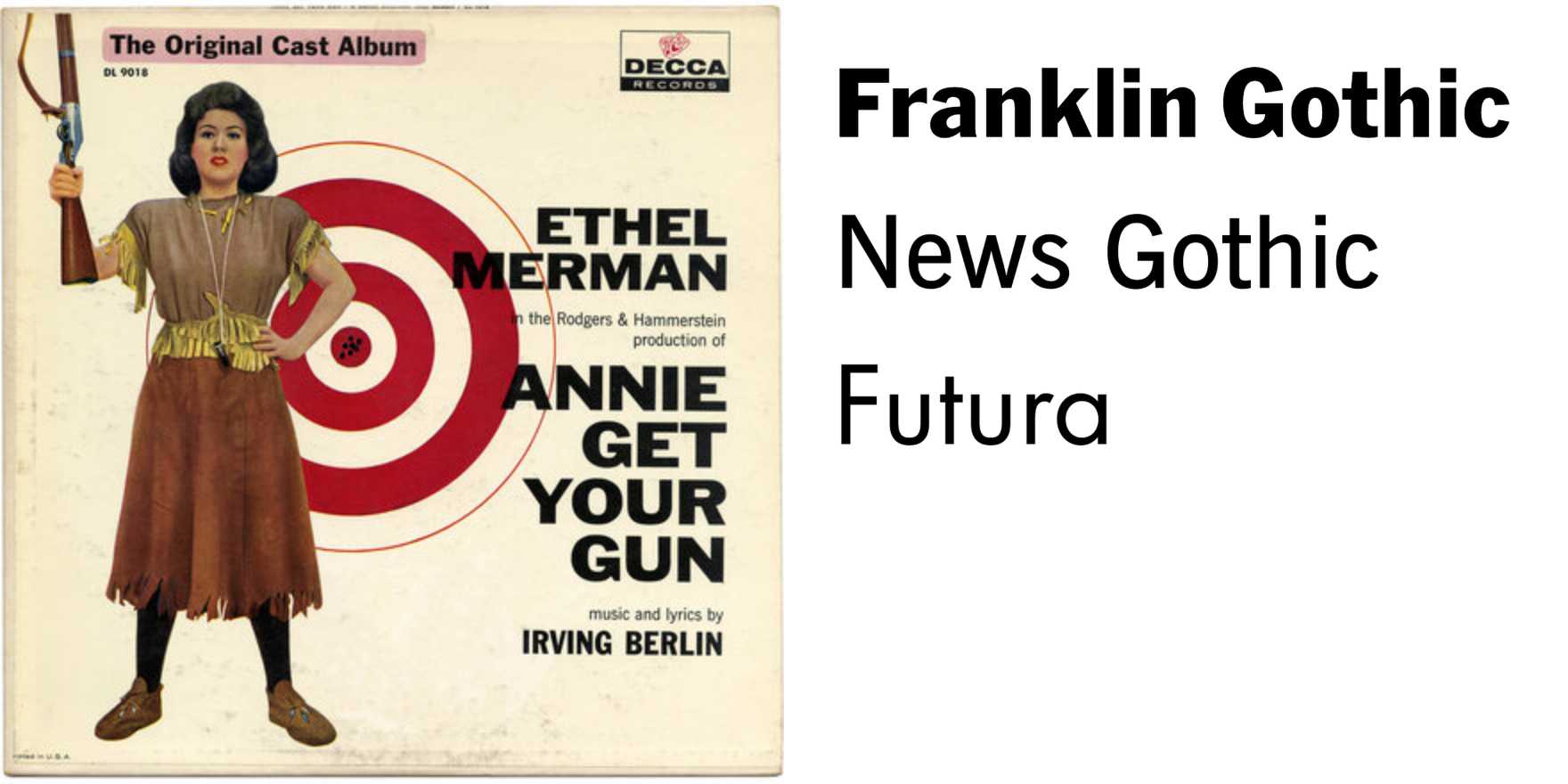 Ethel Merman – Annie Get Your Gun (1956 reissue) album art - Fonts In Use
