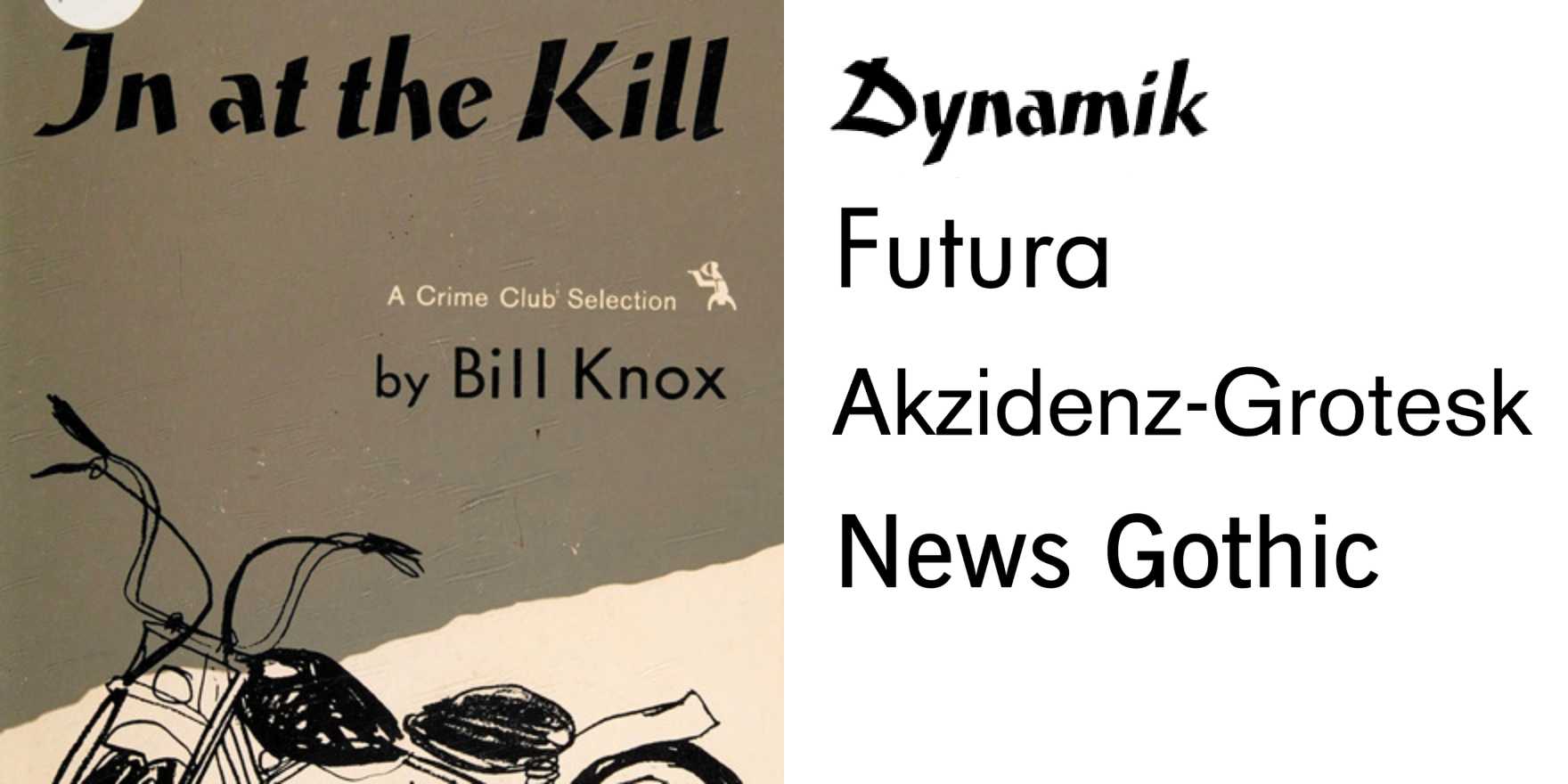 In at the Kill by Bill Knox - Fonts In Use