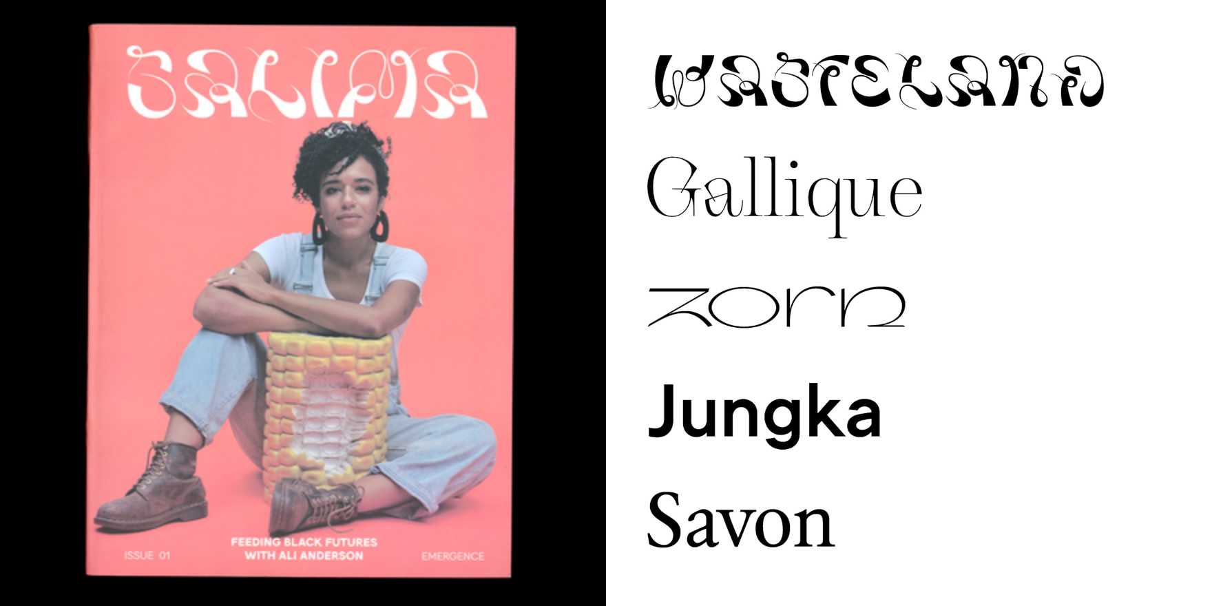 Salima magazine, Issue 01, “Emergence” - Fonts In Use