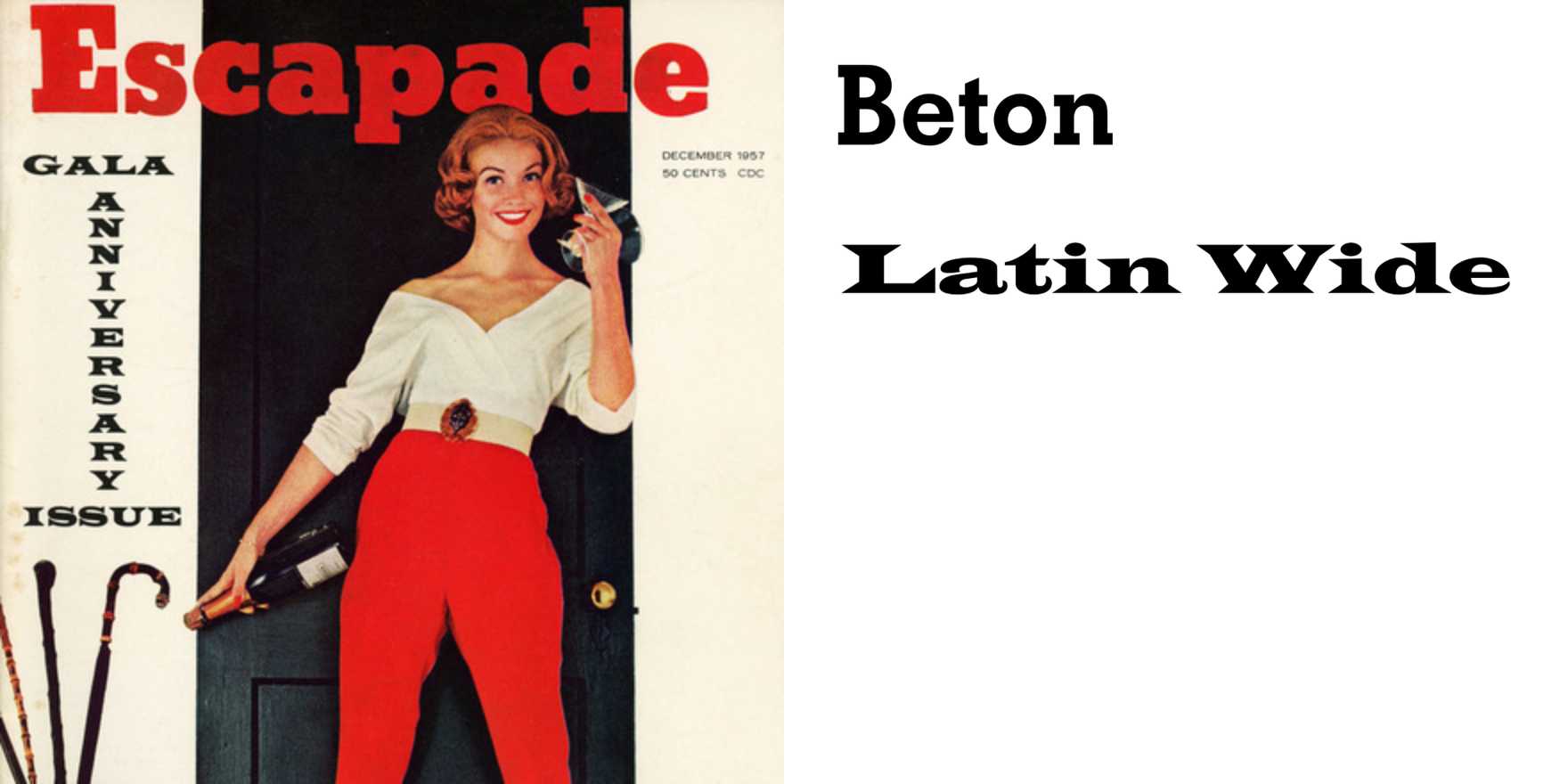 Escapade magazine, Gala Anniversary Issue 1957 - Fonts In Use