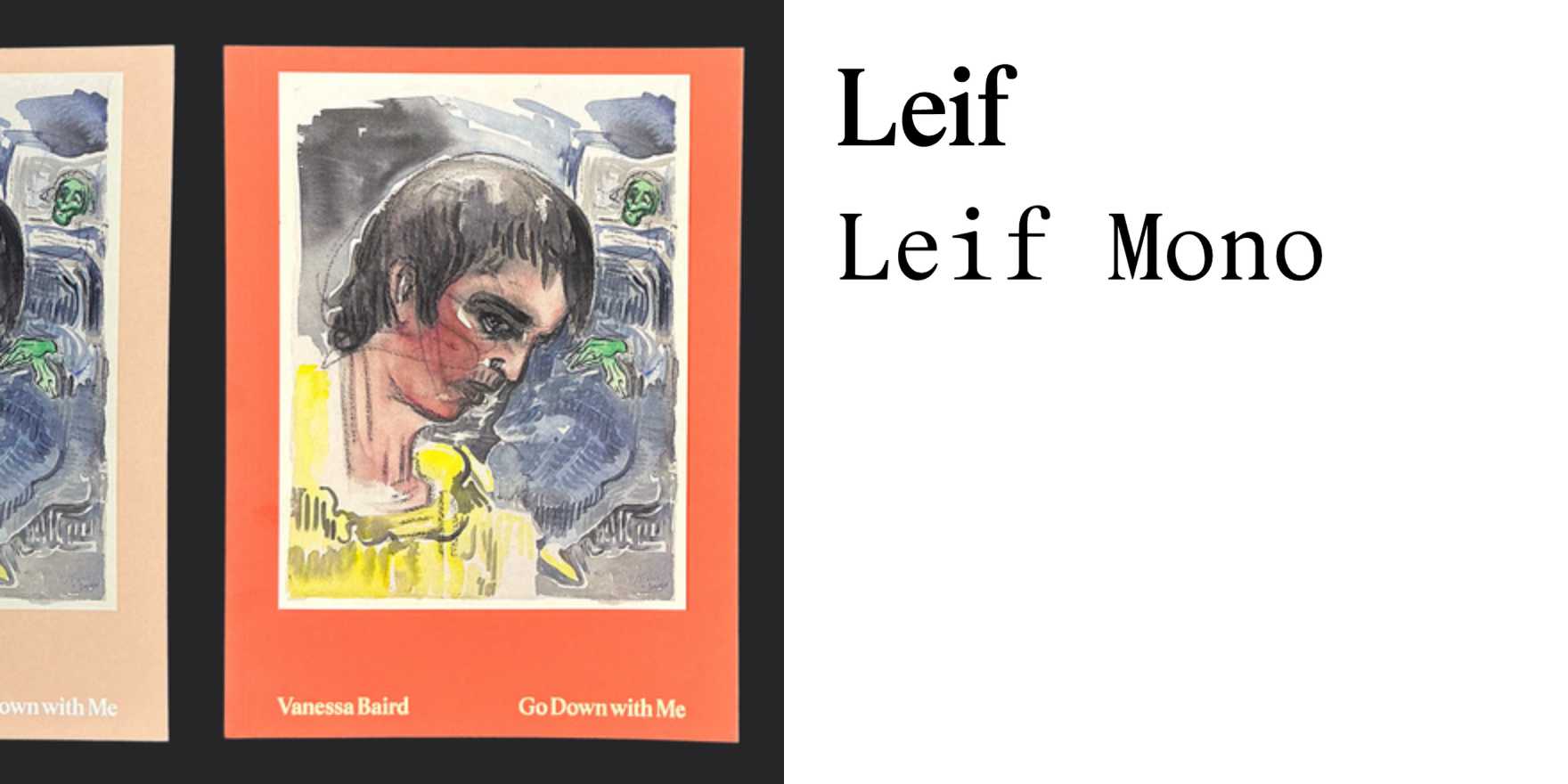 Vanessa Baird. Go Down with Me - Fonts In Use