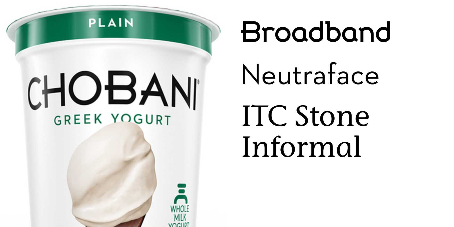 Chobani identity and packaging - Fonts In Use