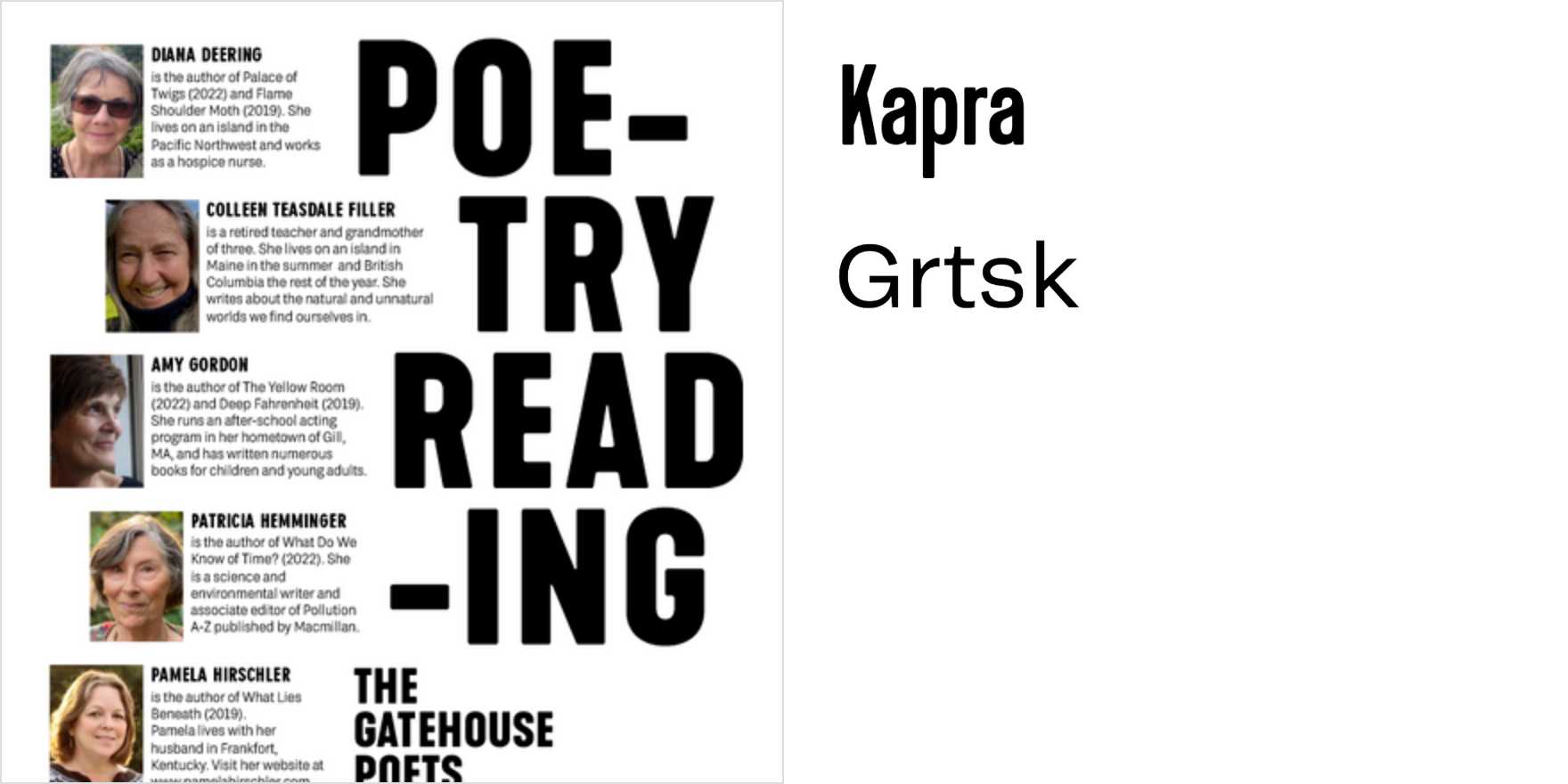 The Gatehouse Poets poetry reading flyer - Fonts In Use