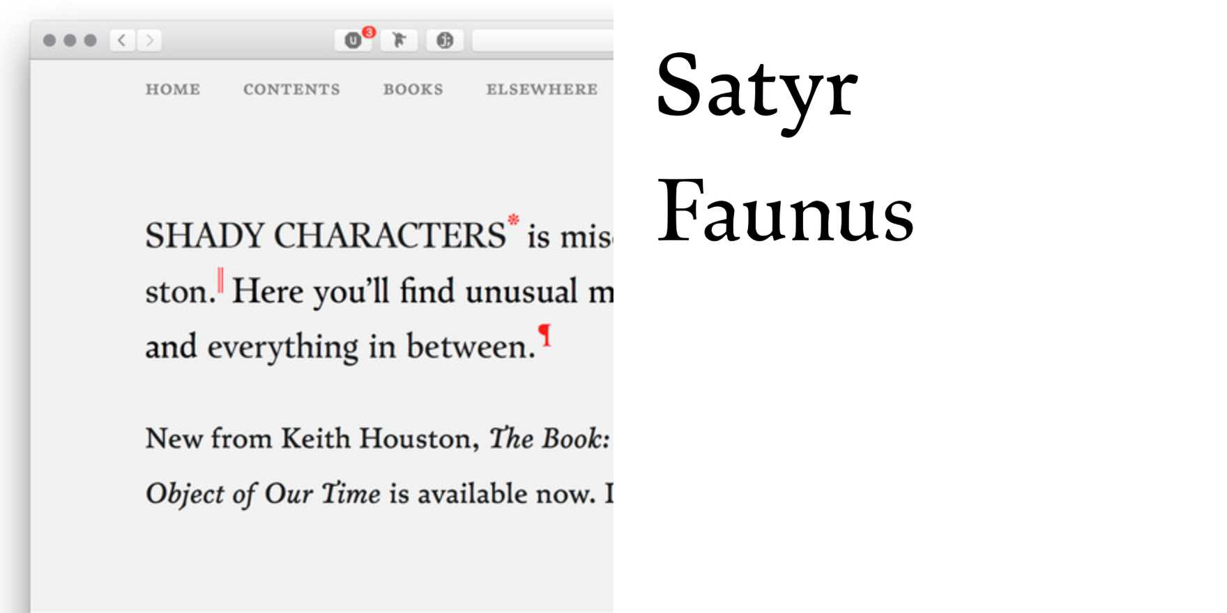 Shady Characters website - Fonts In Use