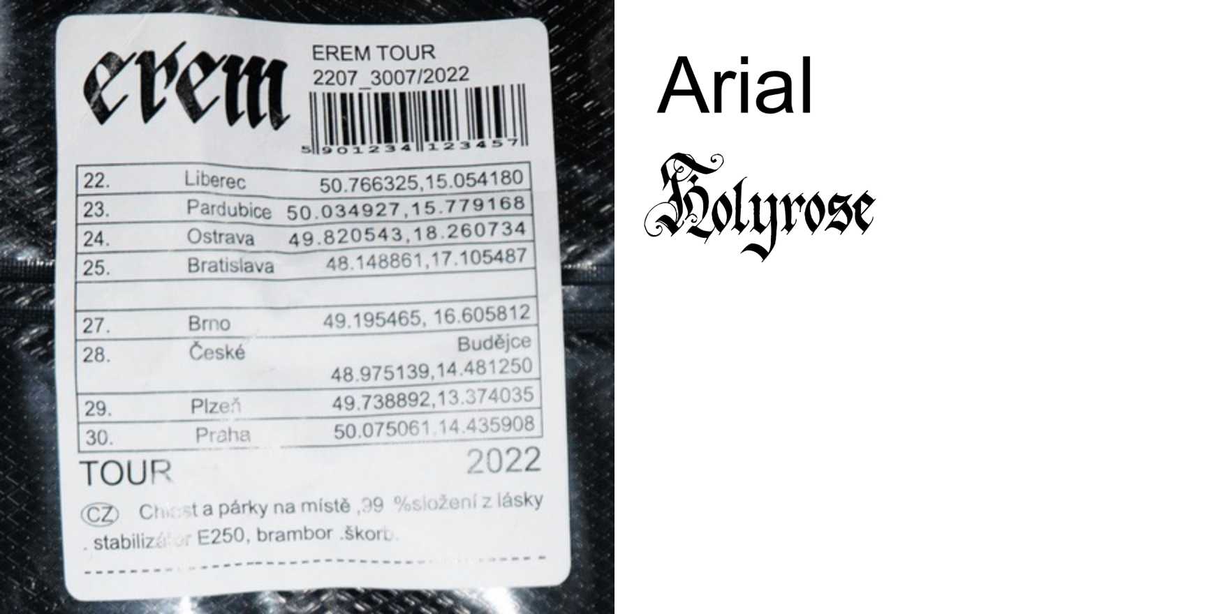 Erem Tour 2022 - Fonts In Use