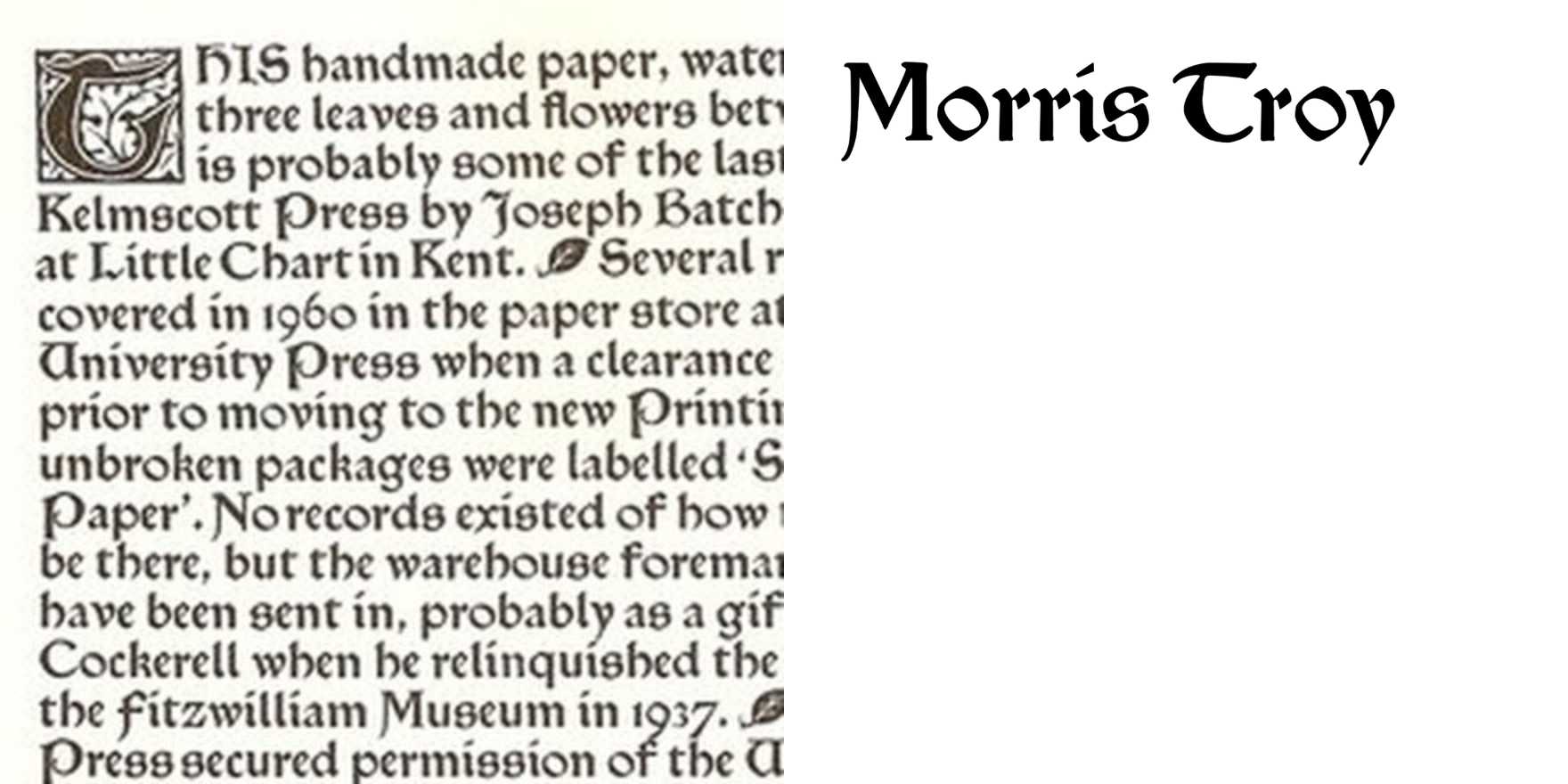 Specimen pamphlet of Kelmscott Press Paper - Fonts In Use