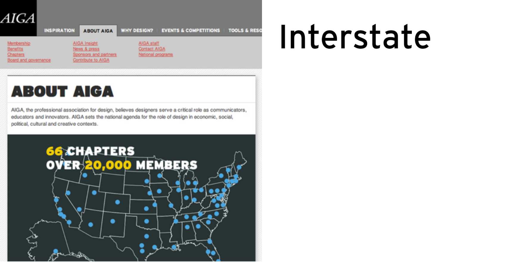 AIGA website (2011) - Fonts In Use