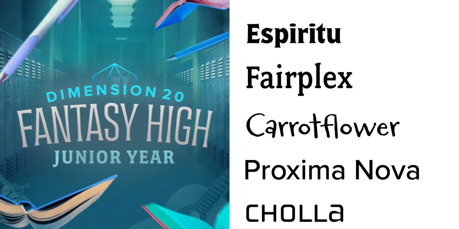 D20 – Fantasy High: Junior Year - Fonts In Use