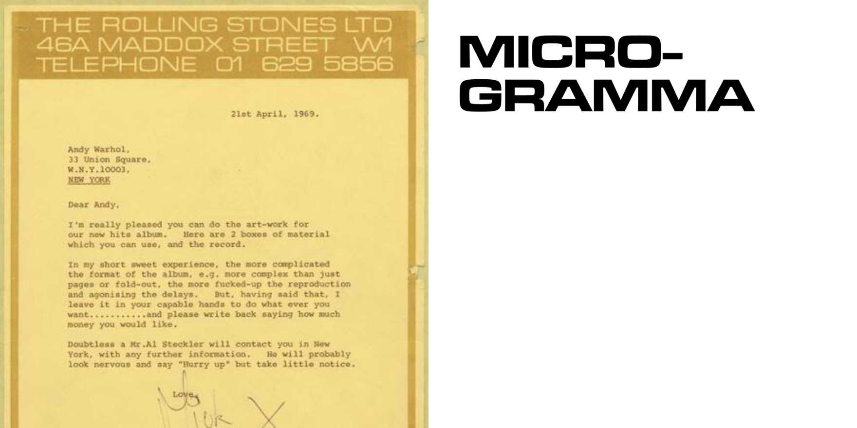 The Rolling Stones 1969 letterhead - Fonts In Use