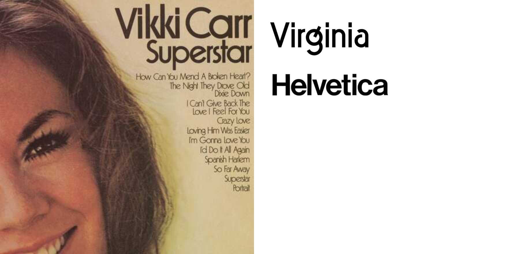 Vikki Carr – Superstar album art - Fonts In Use