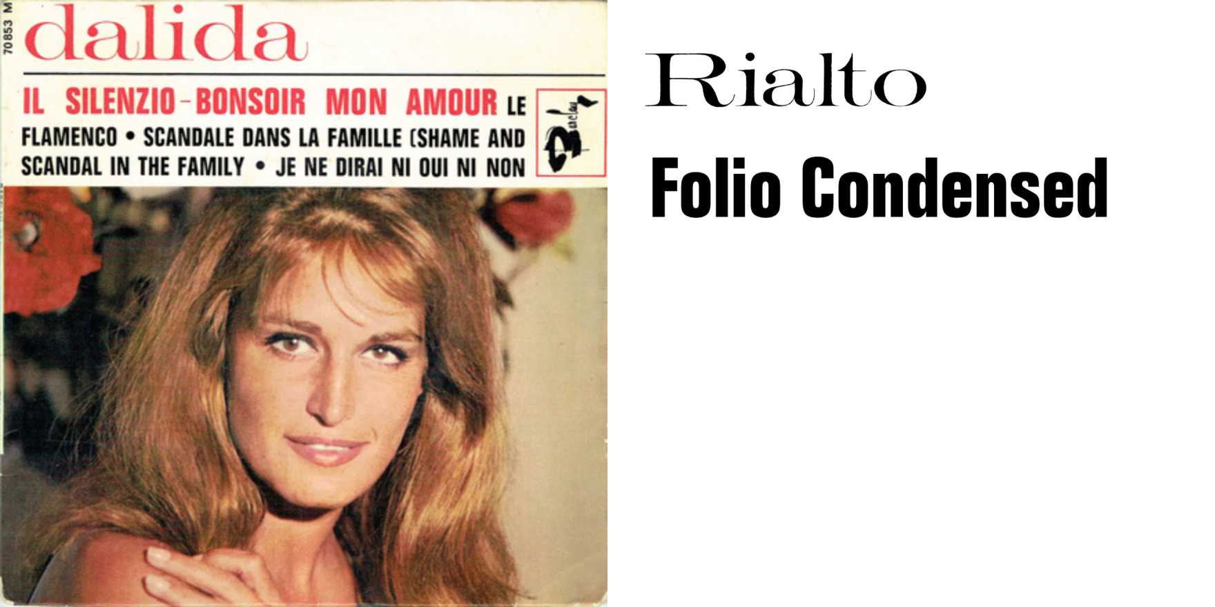 Dalida – Il Silenzio (Bonsoir Mon Amour) EP cover - Fonts In Use