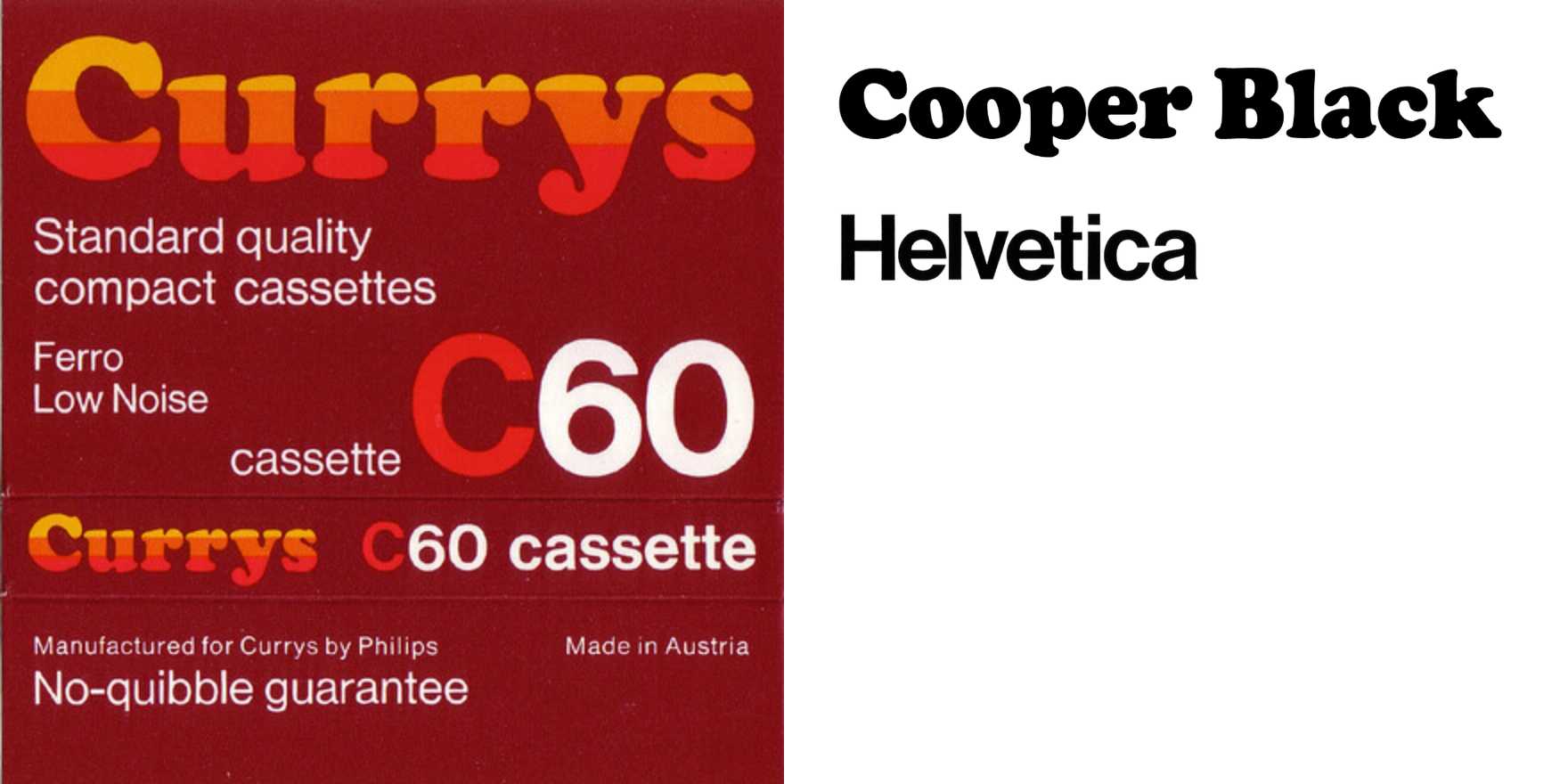 Currys C60 and C90 cassettes - Fonts In Use