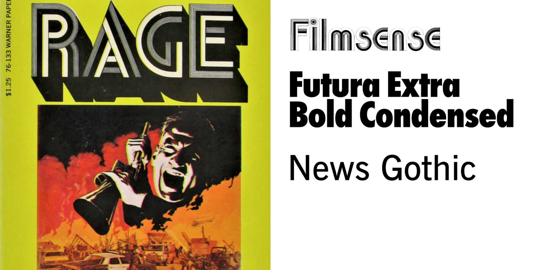 Rage by Philip Friedman (Warner Paperback Library) - Fonts In Use