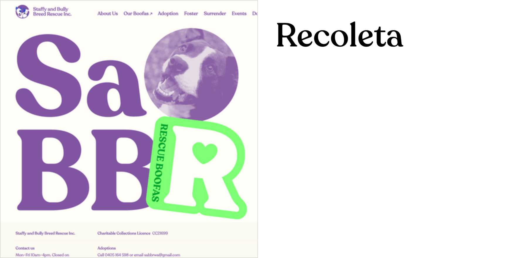 Staffy and Bully Breed Rescue Inc. - Fonts In Use