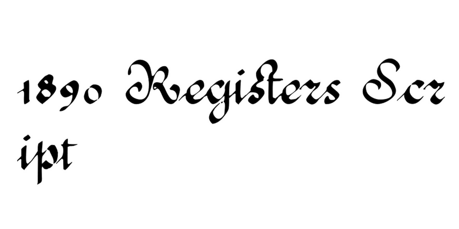 1890 Registers Script in use - Fonts In Use
