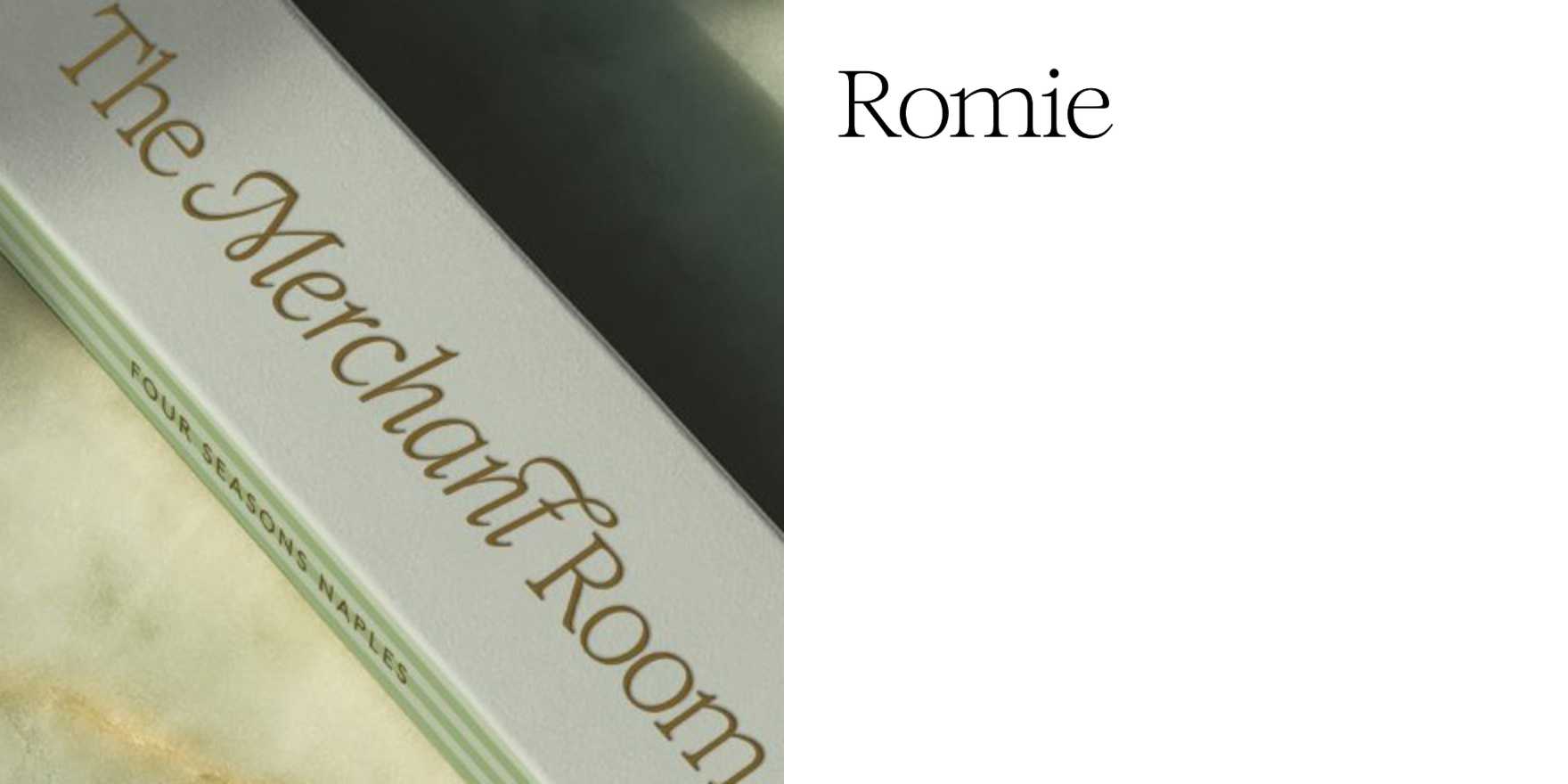 The Merchant Room, Four Seasons Hotel Naples - Fonts In Use