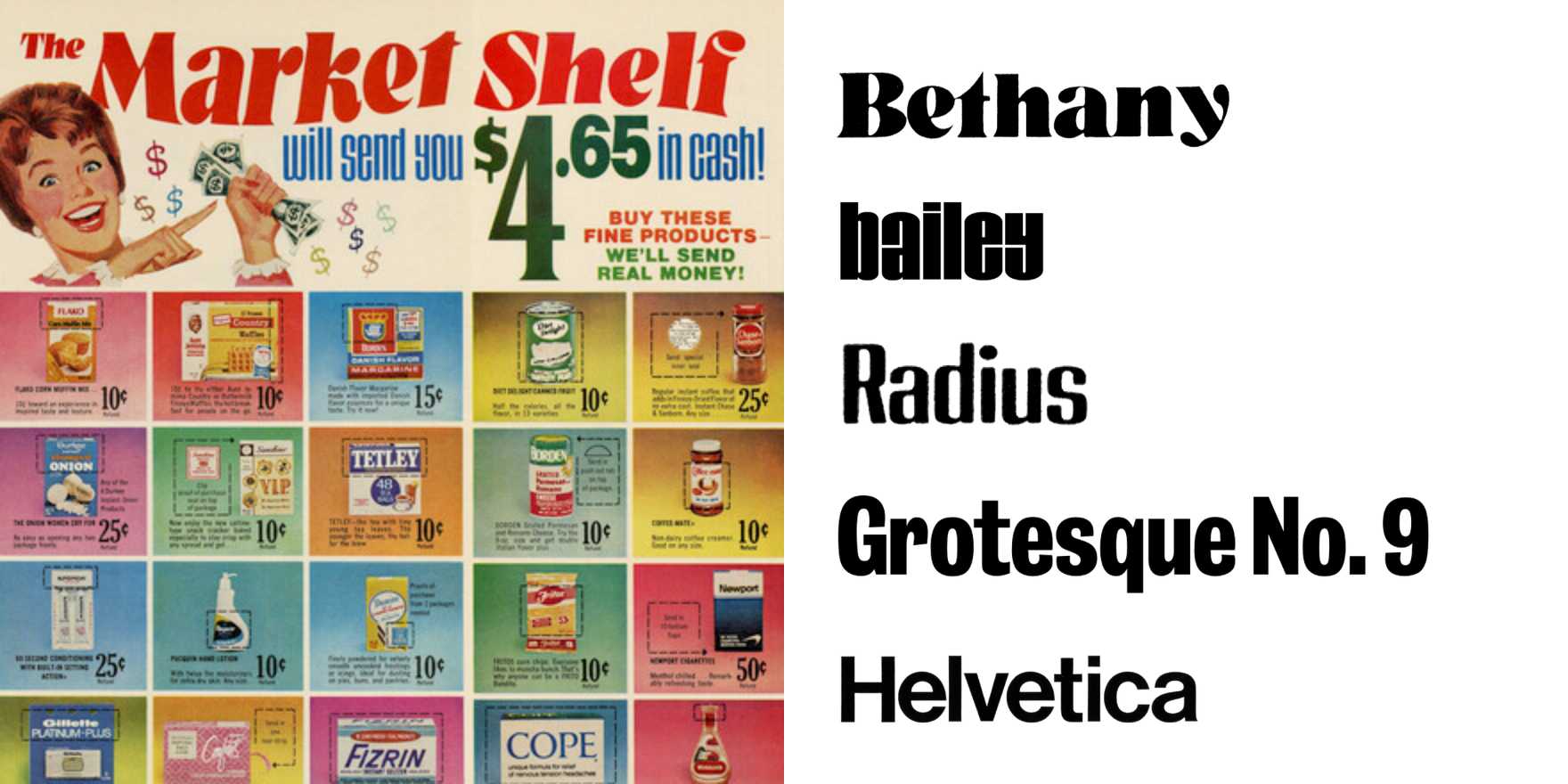 The Market Shelf ad (1969) - Fonts In Use