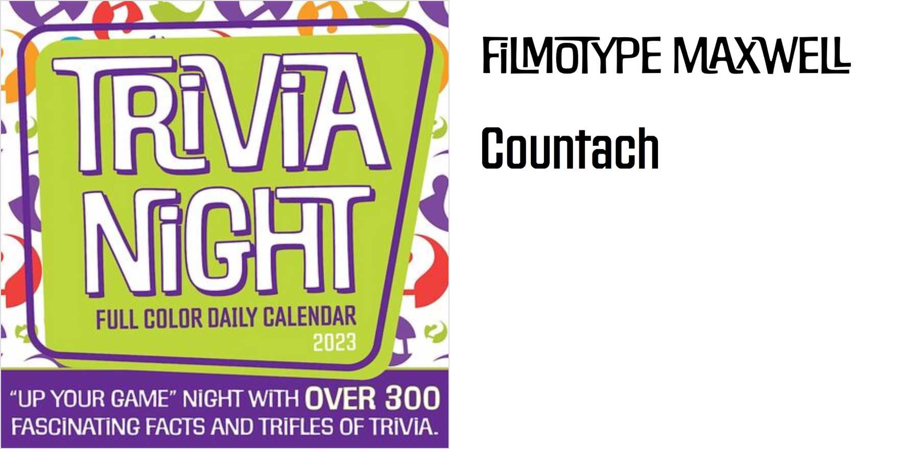 Trivia Night 2023 Full Color Daily Calendar - Fonts In Use
