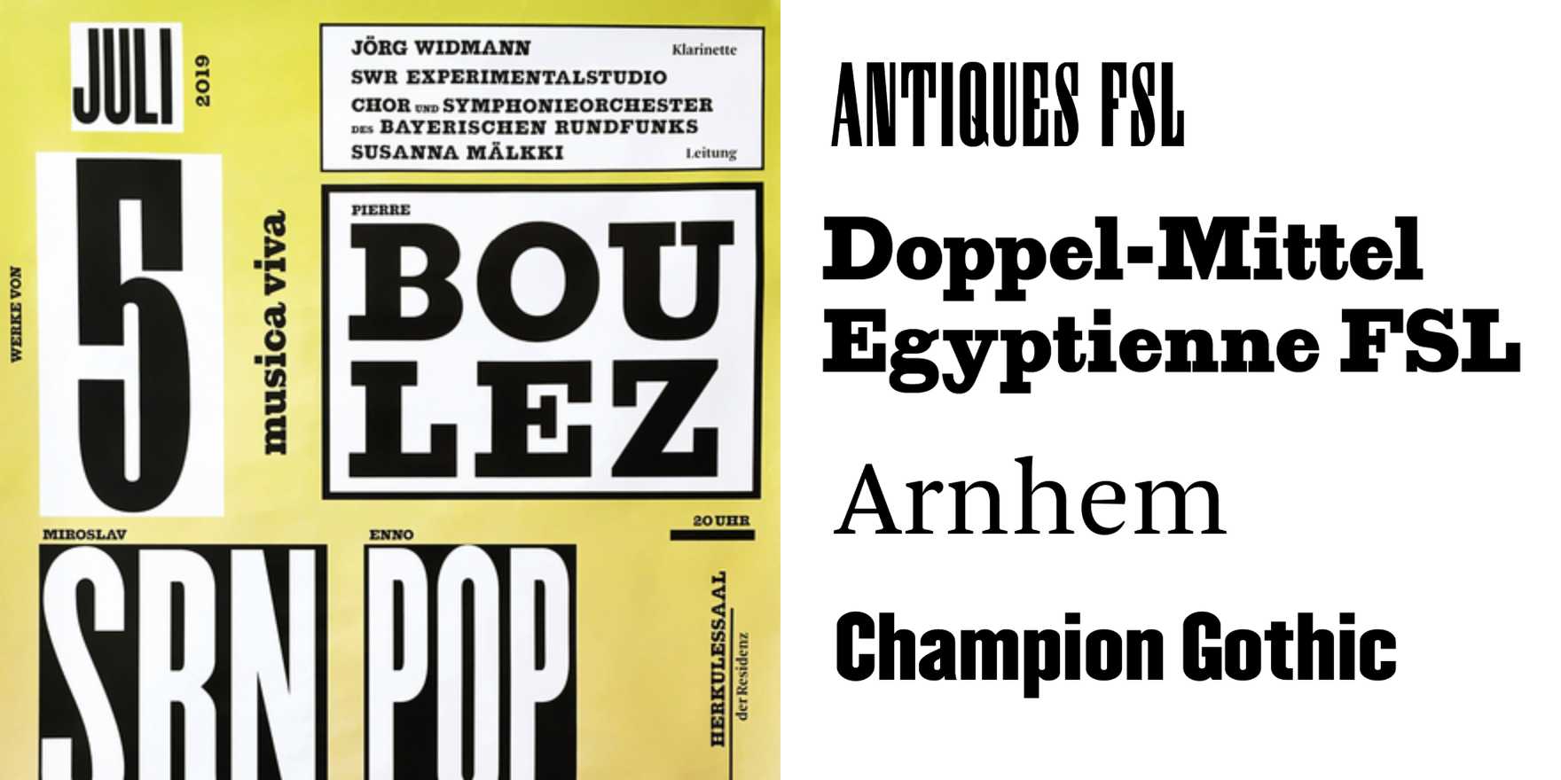 SWR Experimentalstudio concert poster - Fonts In Use